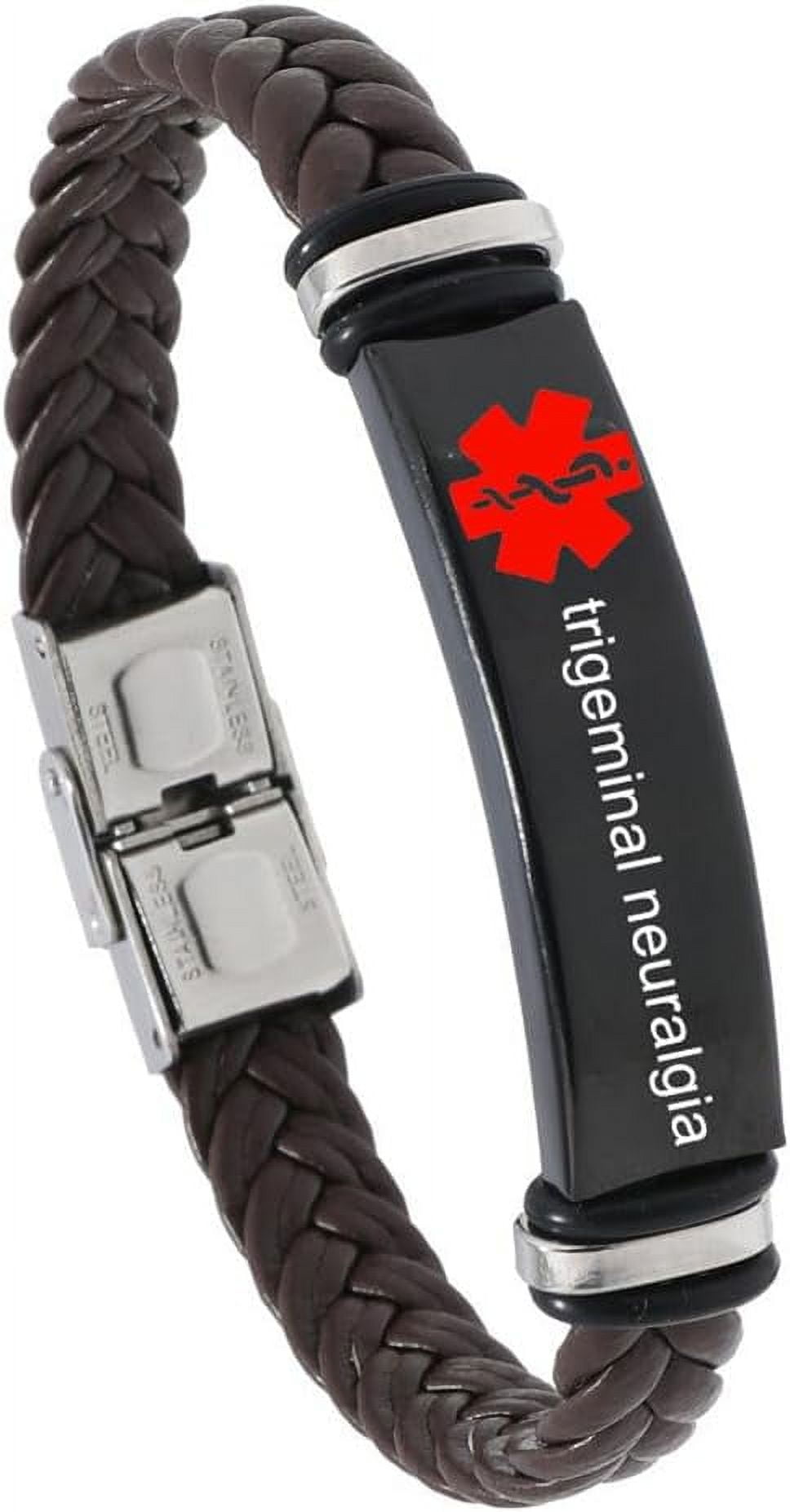 Free Engraving Braided Leather Medical Alert Wristband Sos Ice ...