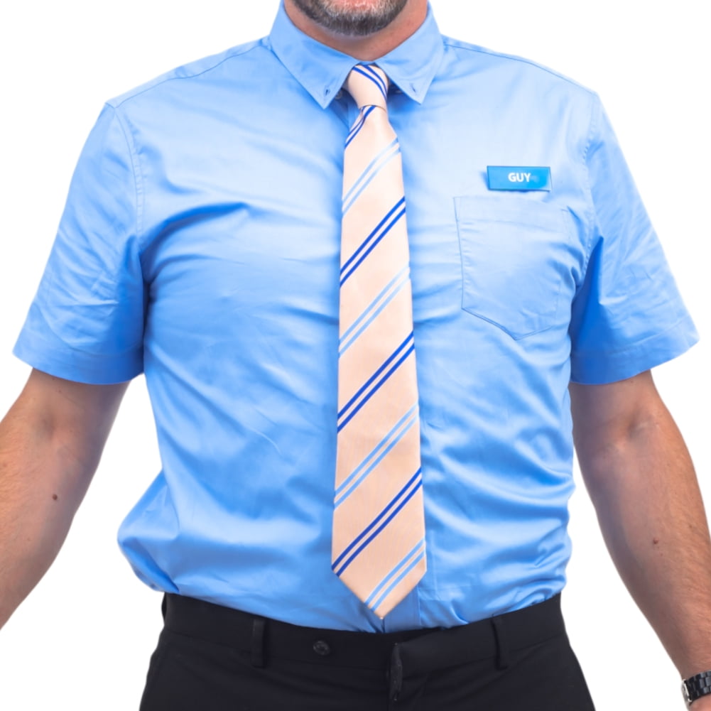 Adult Free Guy Button Down Shirt & Name Tag Halloween Cosplay Costume ...