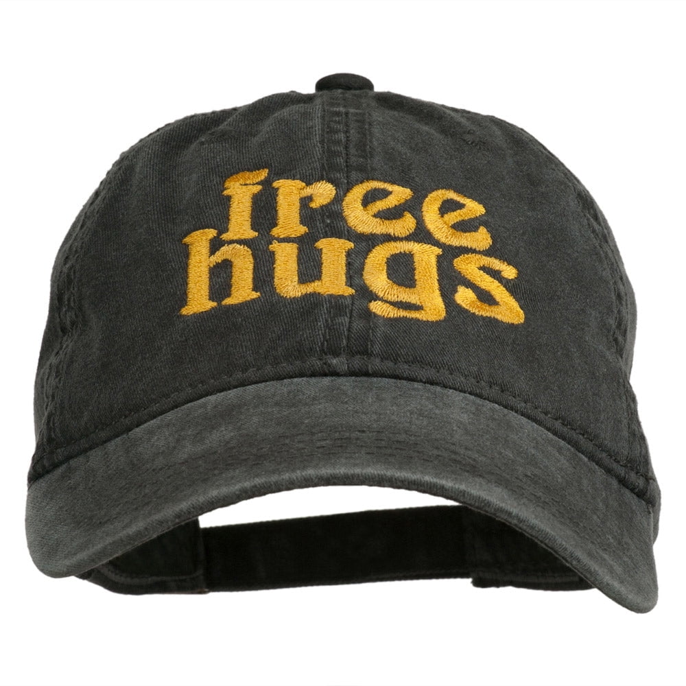 Free Hugs Embroidered Washed Dyed Cap - Black OSFM - Walmart.com