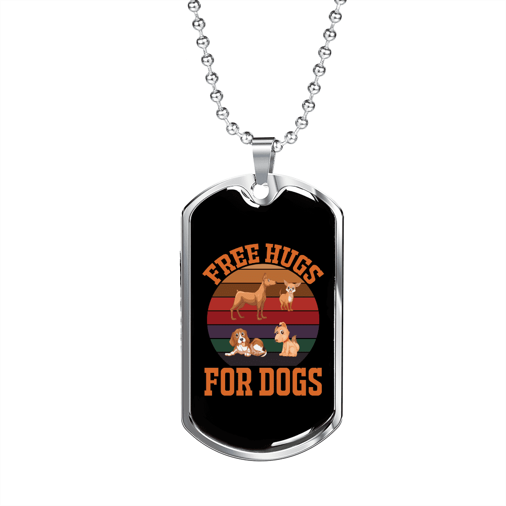 Free Hugs For Dogs Necklace Stainless Steel or 18k Gold Dog Tag 24 ...