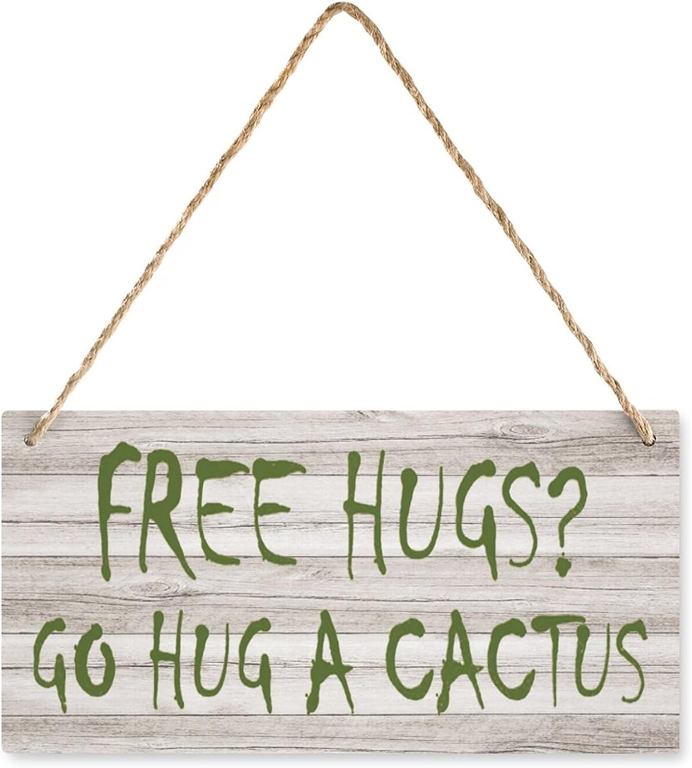 Free Hugs Go Hug A Cactus Funny Office Decor Wall Decoration Wood Sign ...