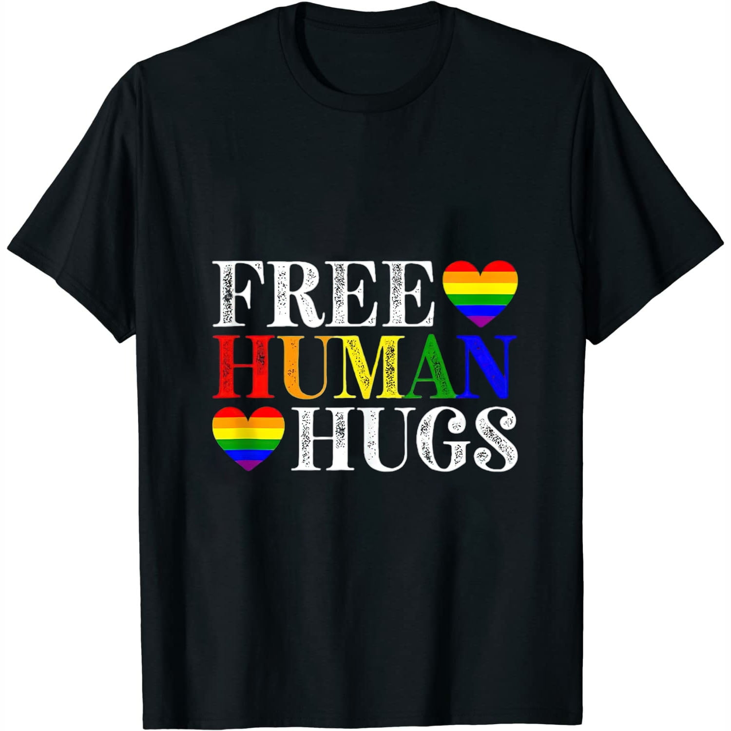 Free Human Hugs LGBT Pride Month Womens T-Shirt Black M - Walmart.com
