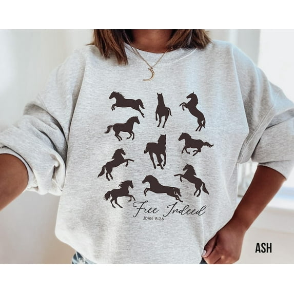 Free Indeed Horse Shirt, Christian Sweatshirt, Bible Verse TShirt ...