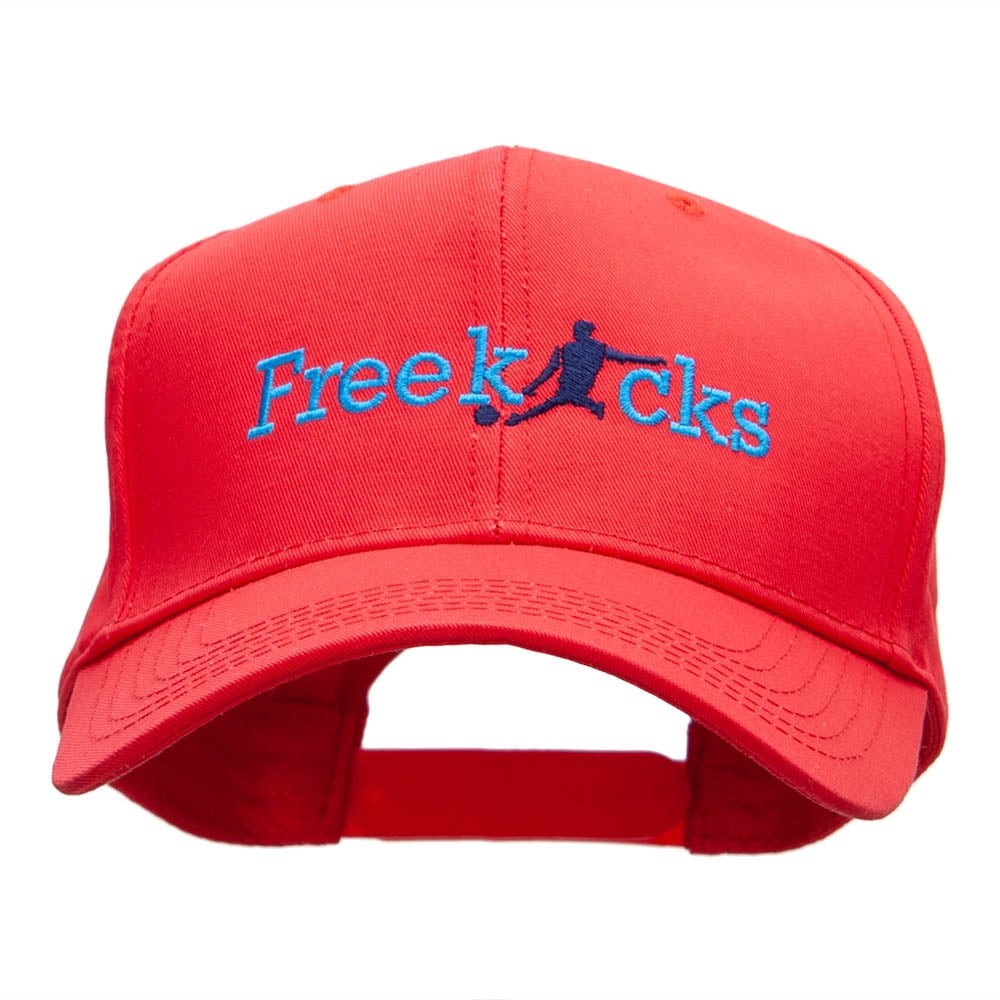 Free Kicks Embroidered Cotton Twill Pro Style Cap - Red OSFM - Walmart.com