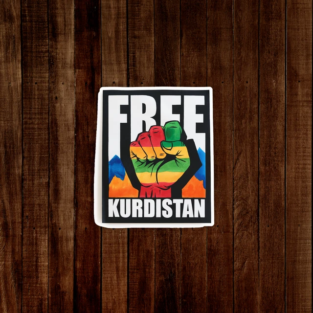 Free Kurdistan Protest Fist Sticker - Colorful Kurdish Flag Raised Fist ...