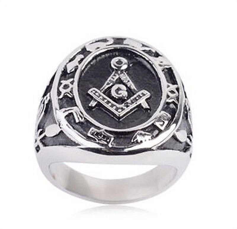 Free Mason Ring - Astro Symbol Freemasonry - Steel Silver Color Masonic ...