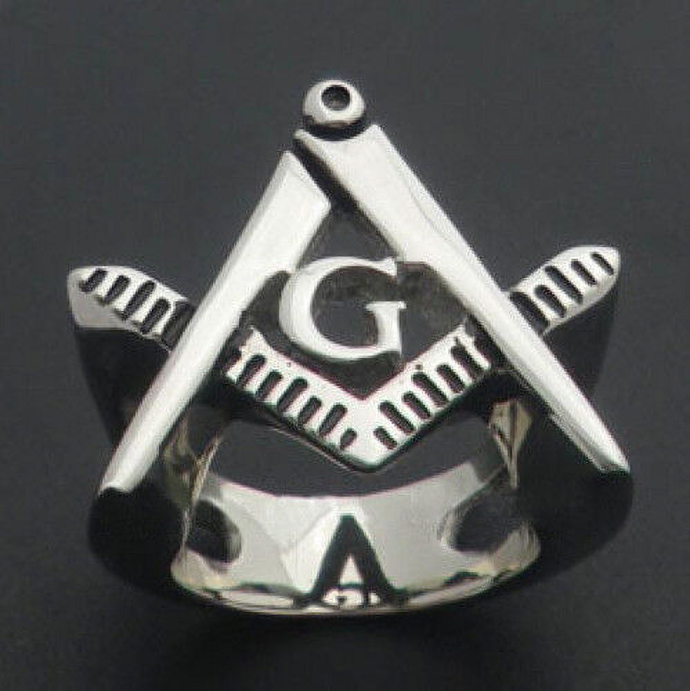Free Mason Ring - Cut Out Symbol Freemasonry - Steel Silver Color ...