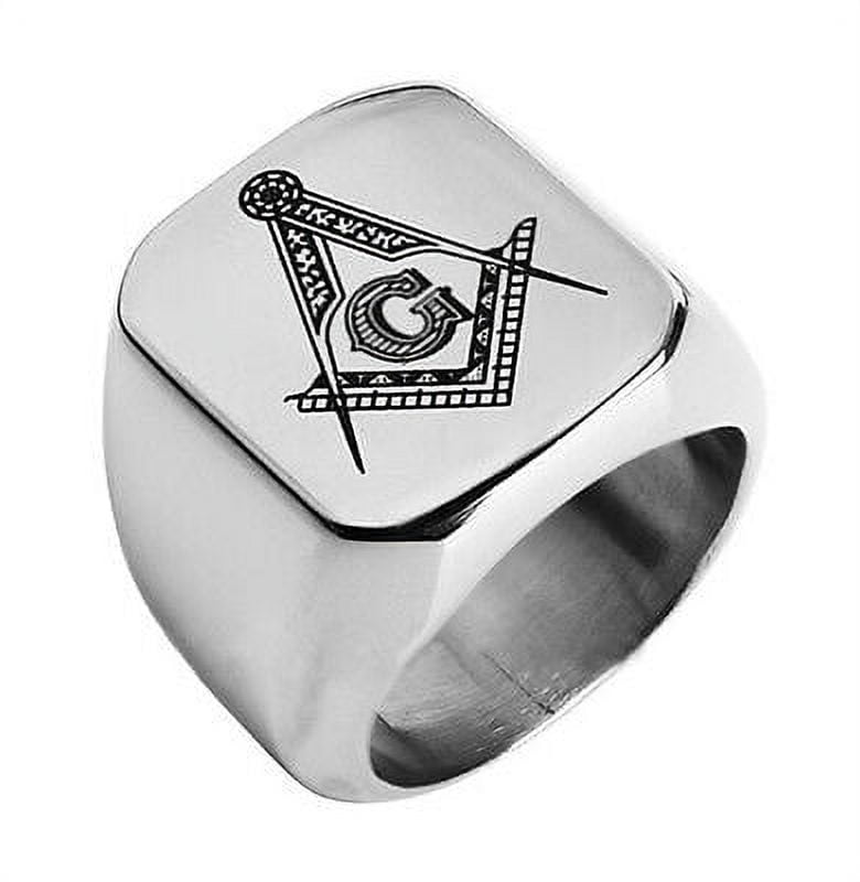 Free Mason Ring - Flat Face Freemasonry Style - Stainless Steel Masonic ...