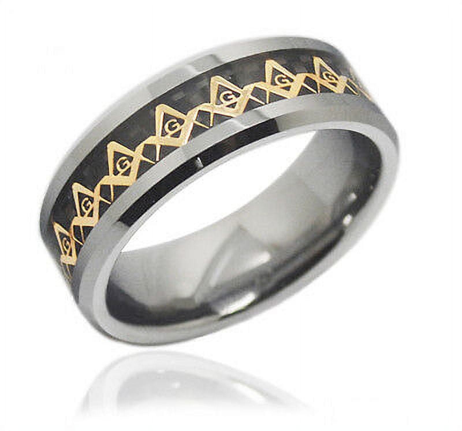 Free Mason Ring - Freemasonry Style Tungsten Silver - Black & Gold ...