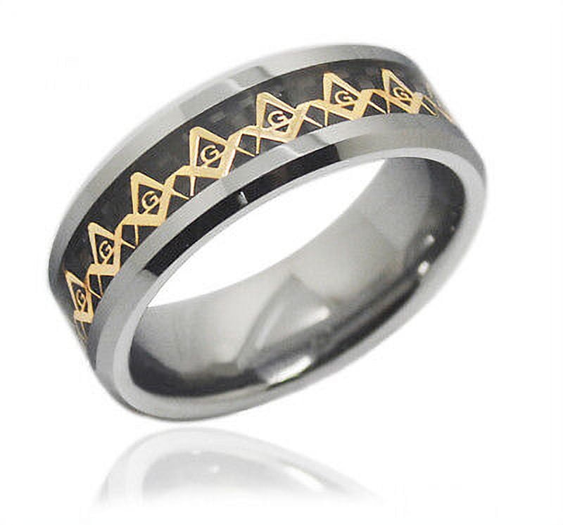 Free Mason Ring - Freemasonry Style Tungsten Silver - Black & Gold ...