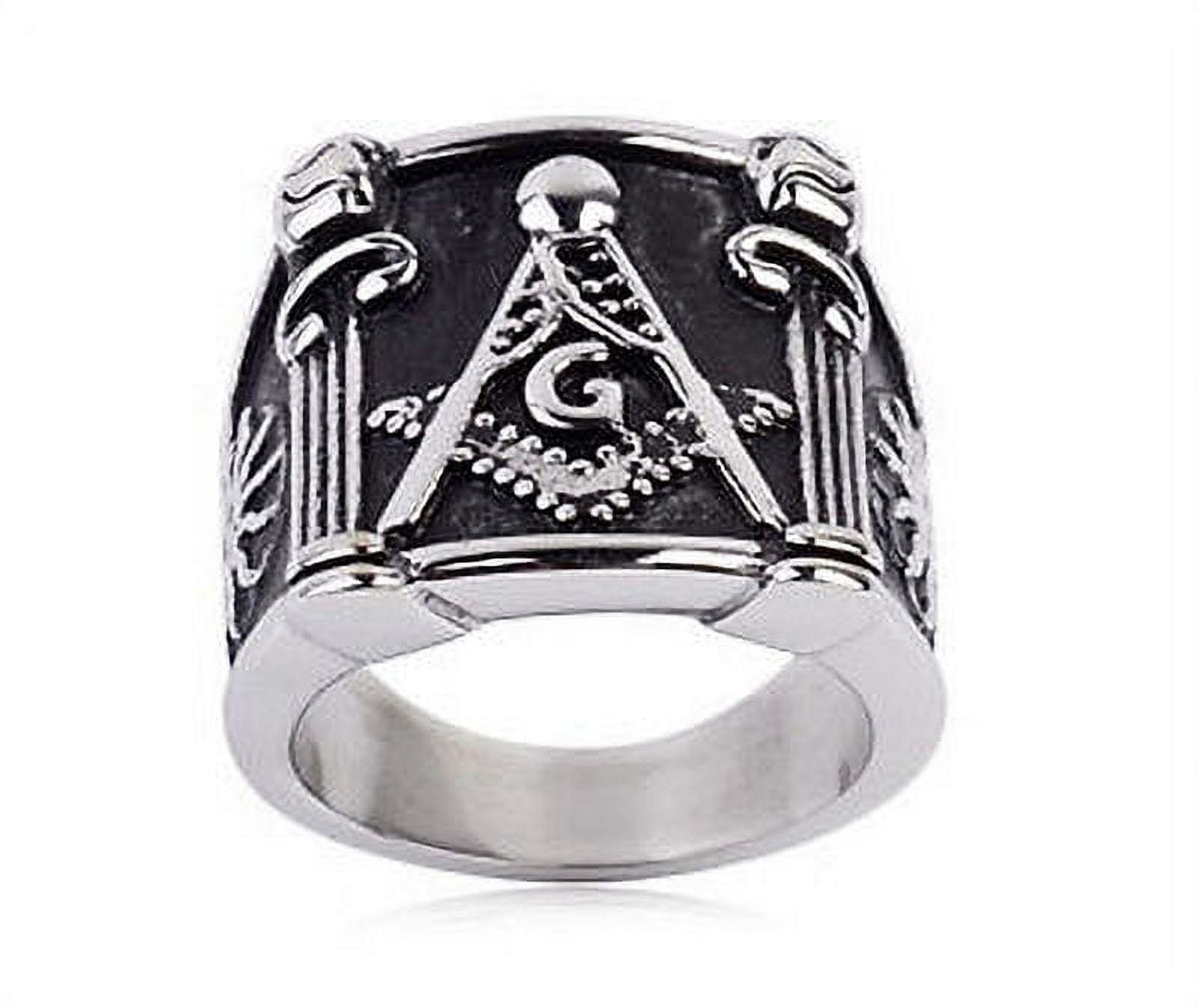 Free Mason Ring - Pillars Face Freemasonry - Steel Silver Color Masonic ...