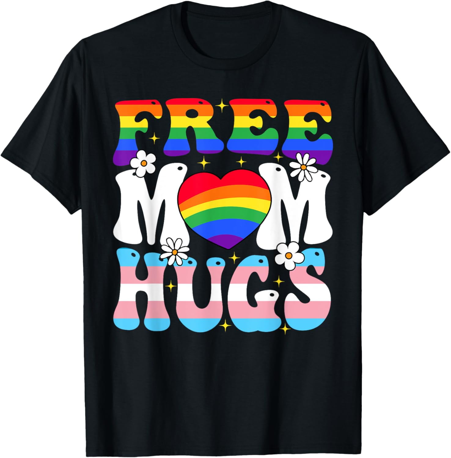 Free Mom Hug Transgender Lesbian Gay LGBT Pride Rainbow Flag T-Shirt ...