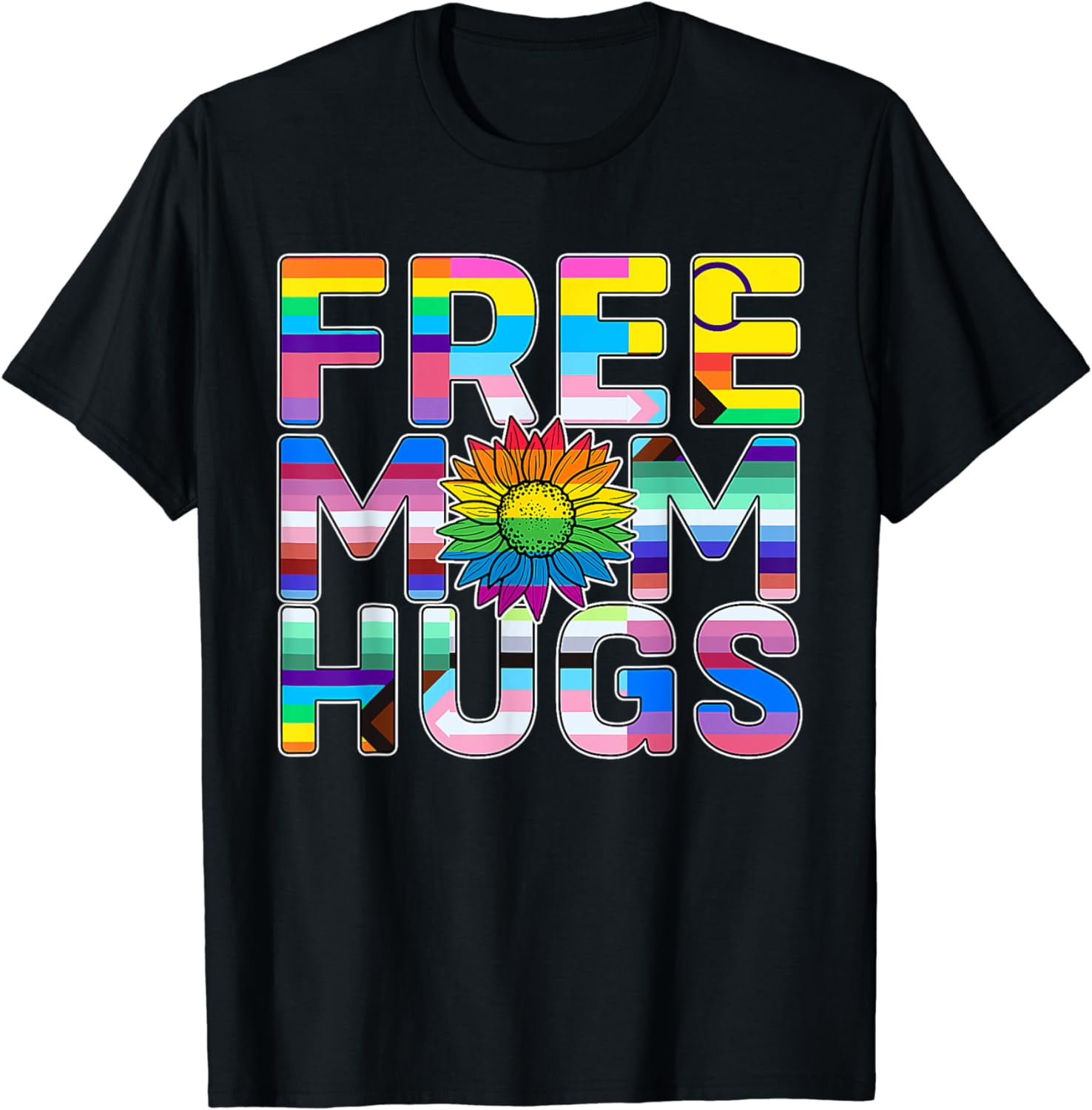 Free Mom Hugs Daisy Rainbow Heart LGBT Pride Month T-Shirt - Walmart.com
