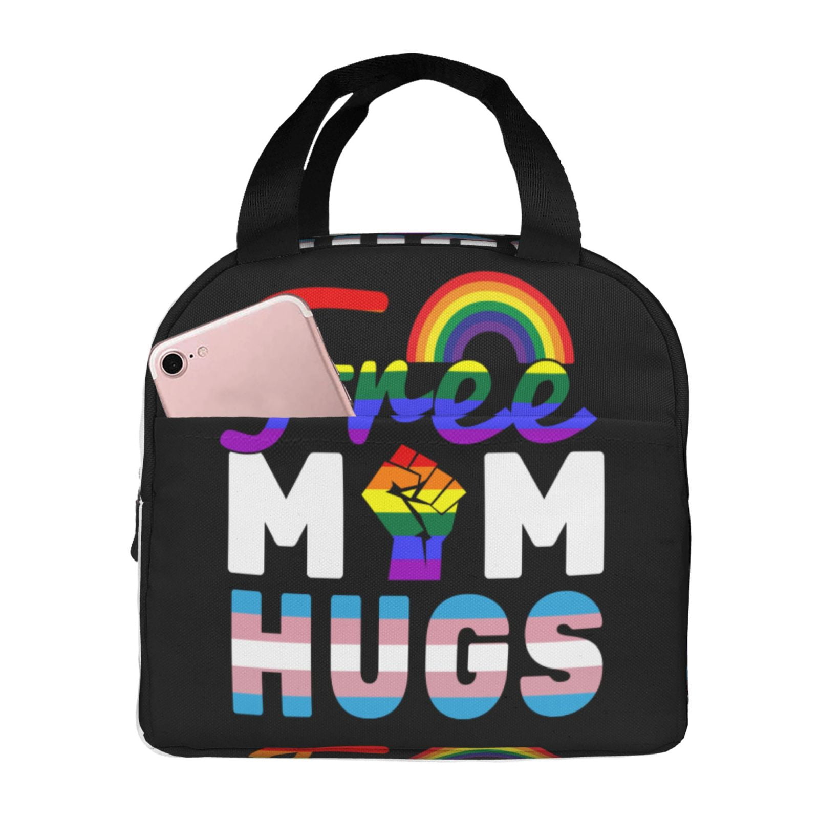 Free Mom Hugs Lgbtq Pride Month Lunch Bag Insulated with Pocket Lunch ...