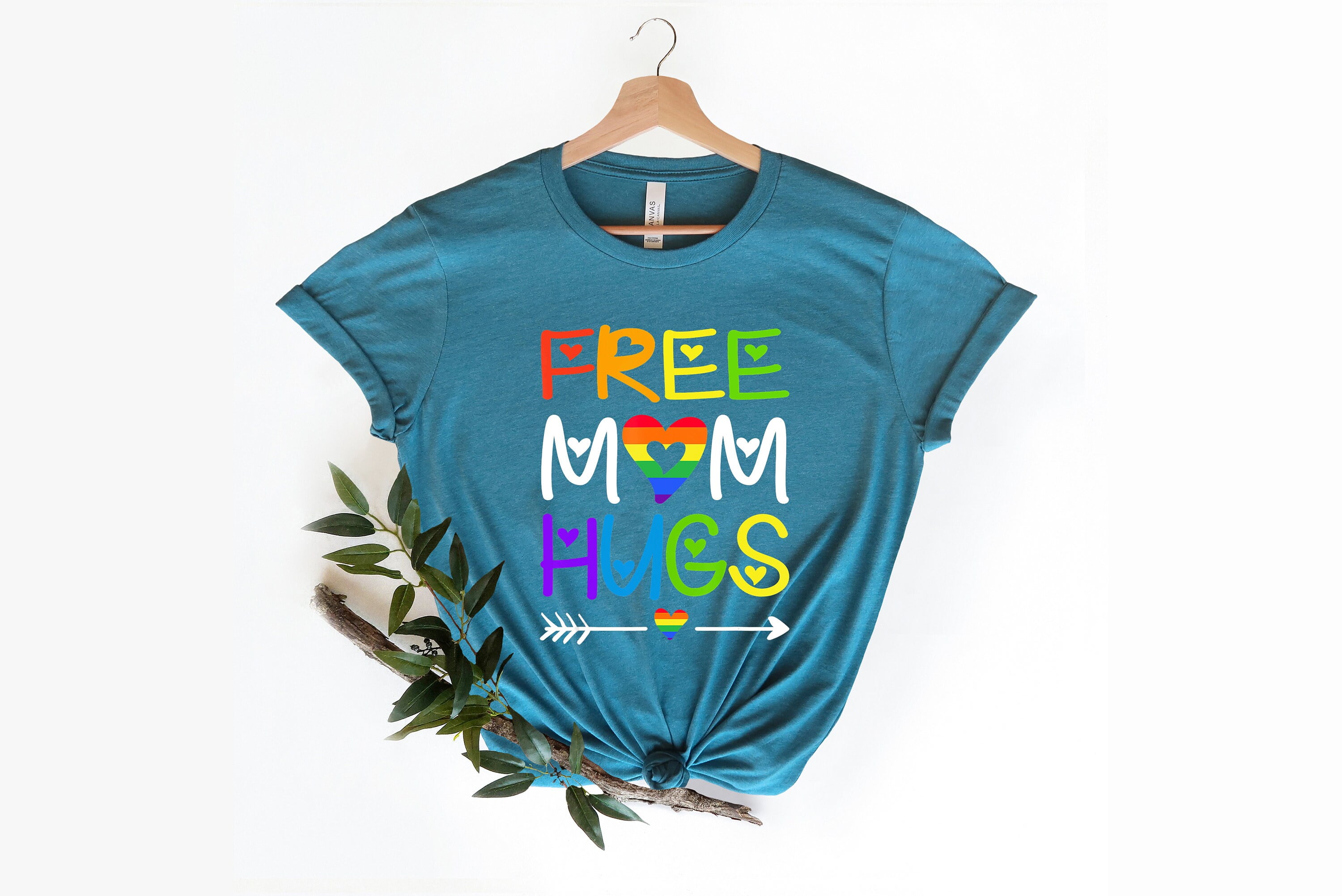 Free Mom Hugs T-Shirt Proud Mom Apparel Rainbow Gay Pride T-Shirt Lgbtq ...