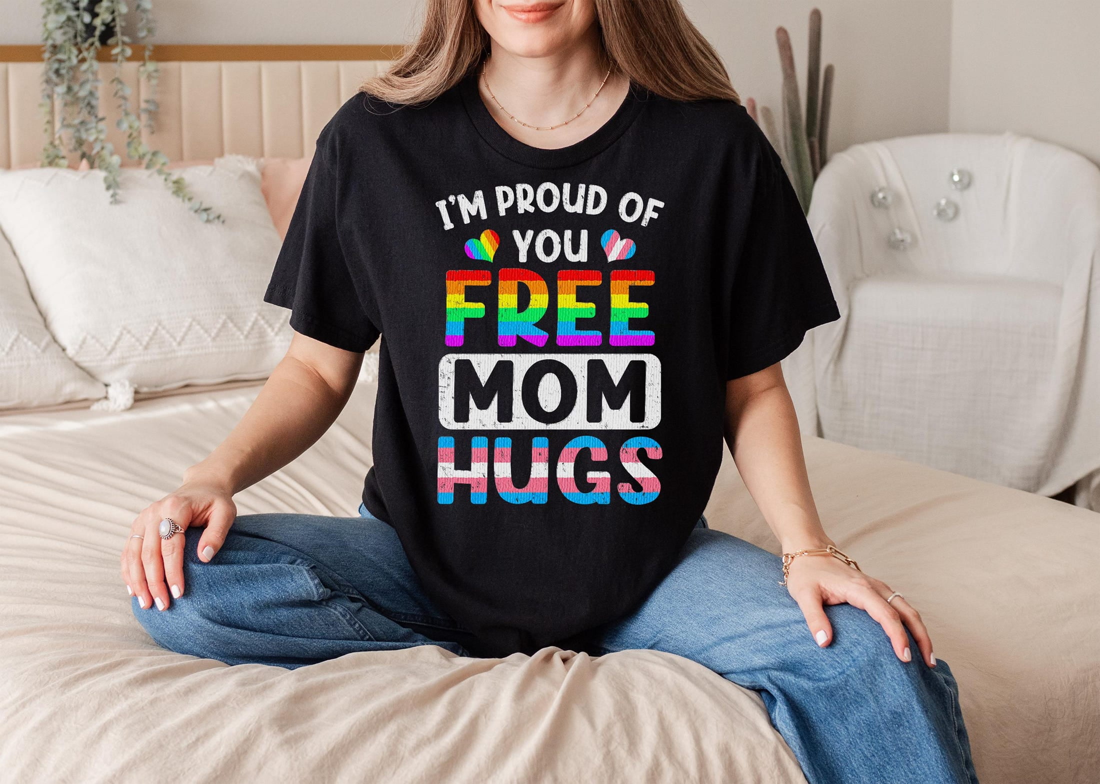 Free Mom Hugs Unisex T-Shirt – LGBTQ Pride Month Rainbow Tee, Proud ...