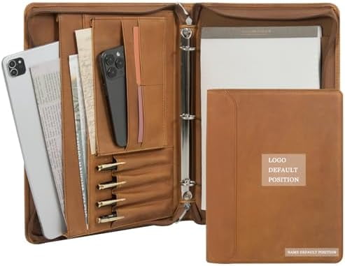 Free Name Engraved, Personalized Leather Portfolio Binder for Men, 3 ...