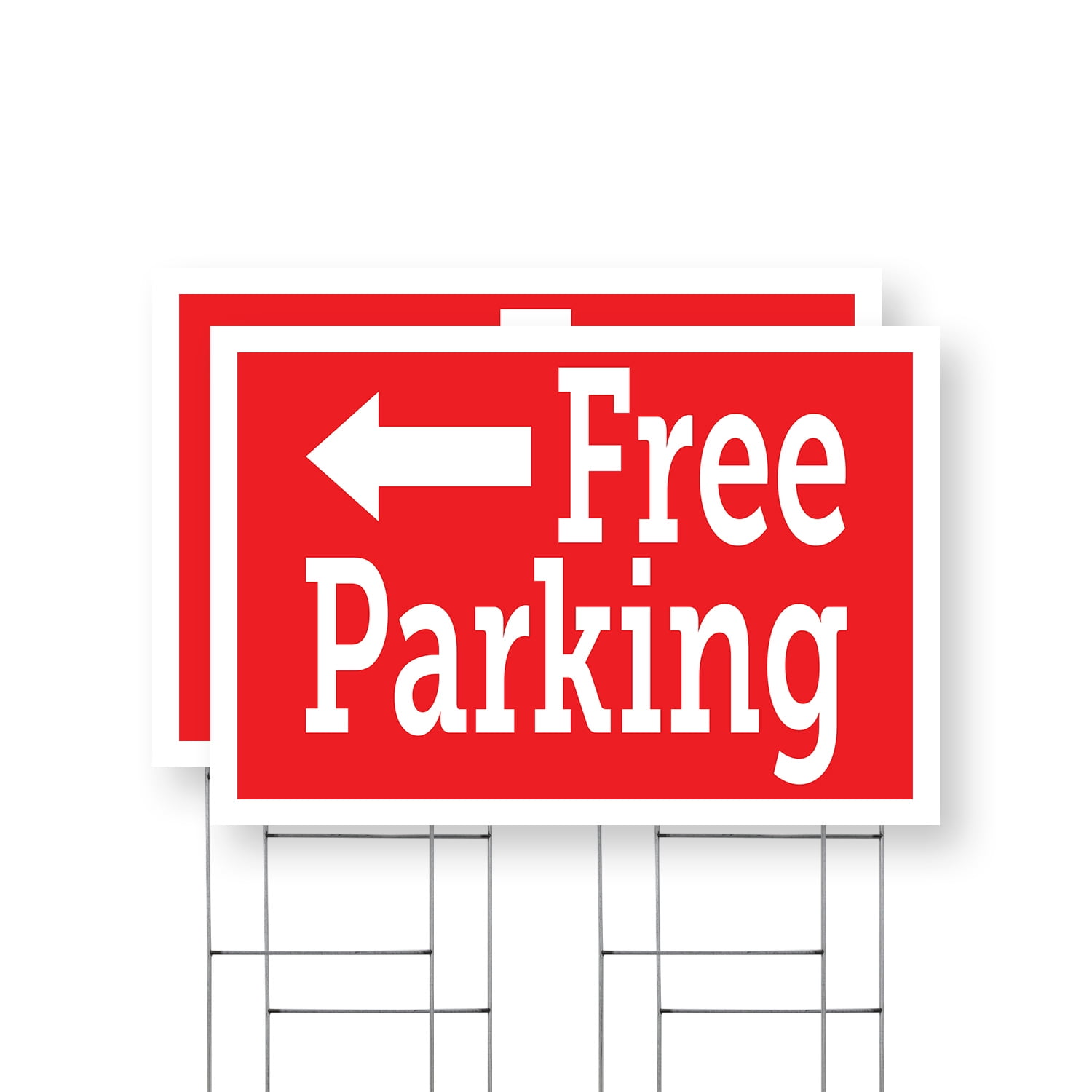 Free Parking Left Yard Sign 2 Pack of 24 Inch x 36 Inch Single Sided ...