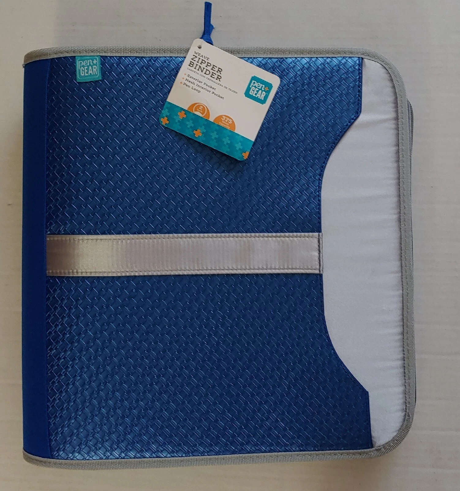 Free Pen & Gear Blue Vinyl Weave Zipper Binder Multi Purpose Organizer ...
