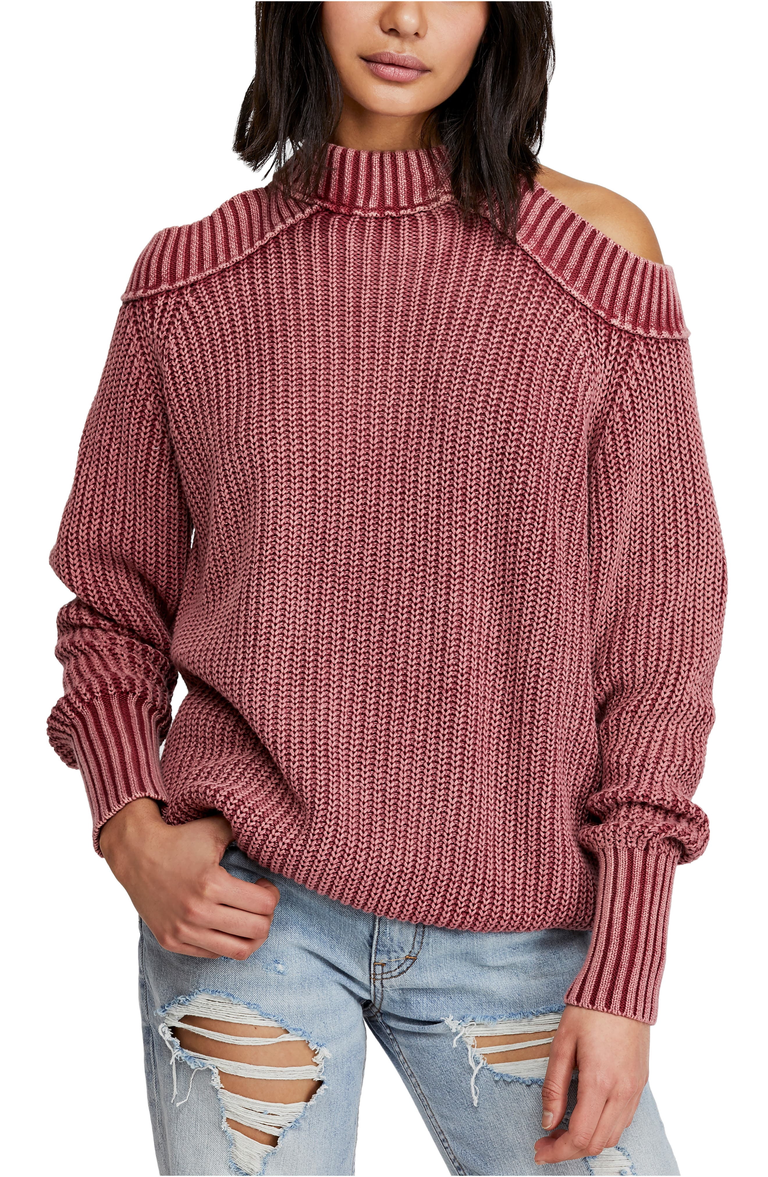 Free People Half Moon Bay Pullover Sweater Wine S - Walmart.com