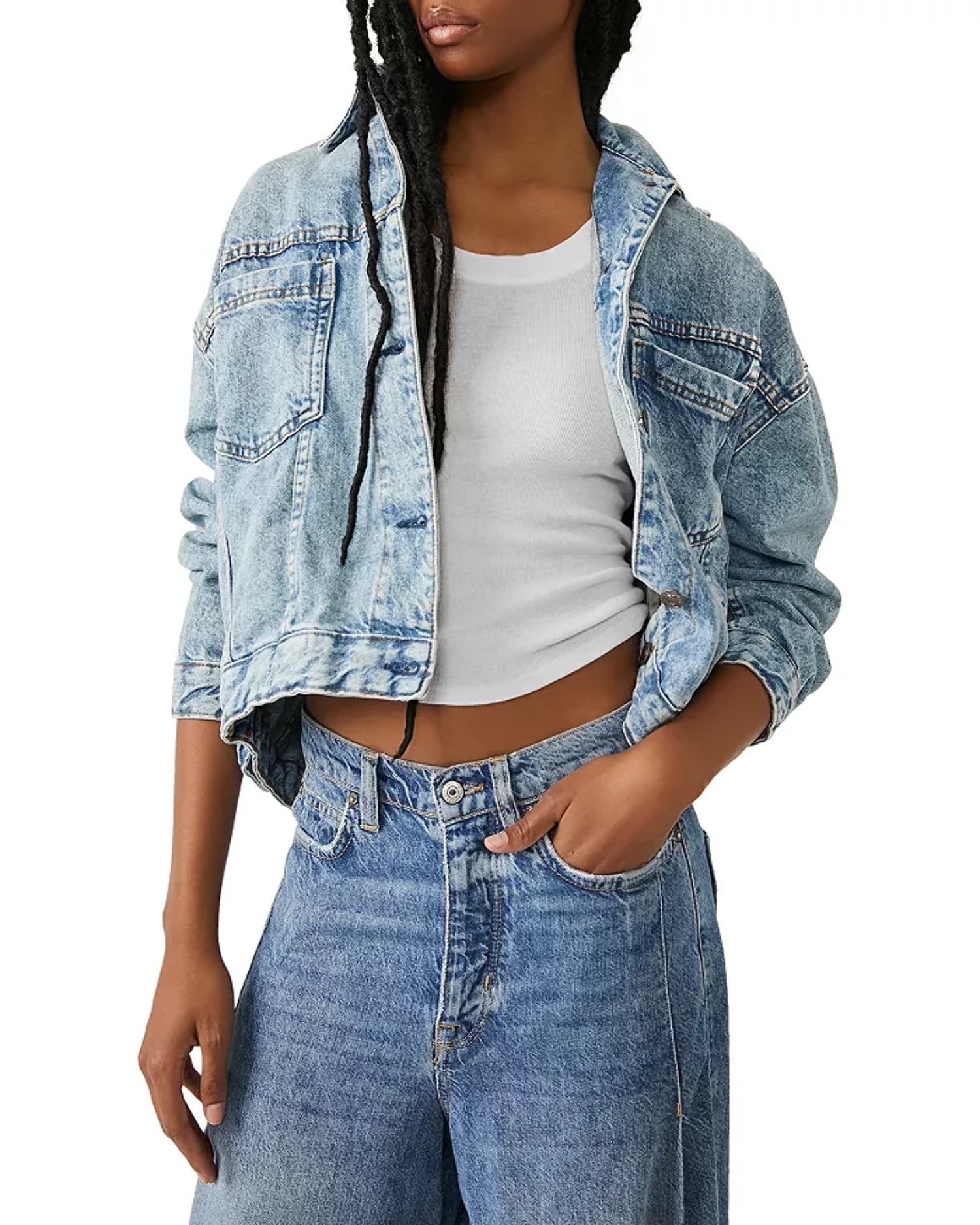 Free People Opal Swing Denim Jacket - Walmart.com