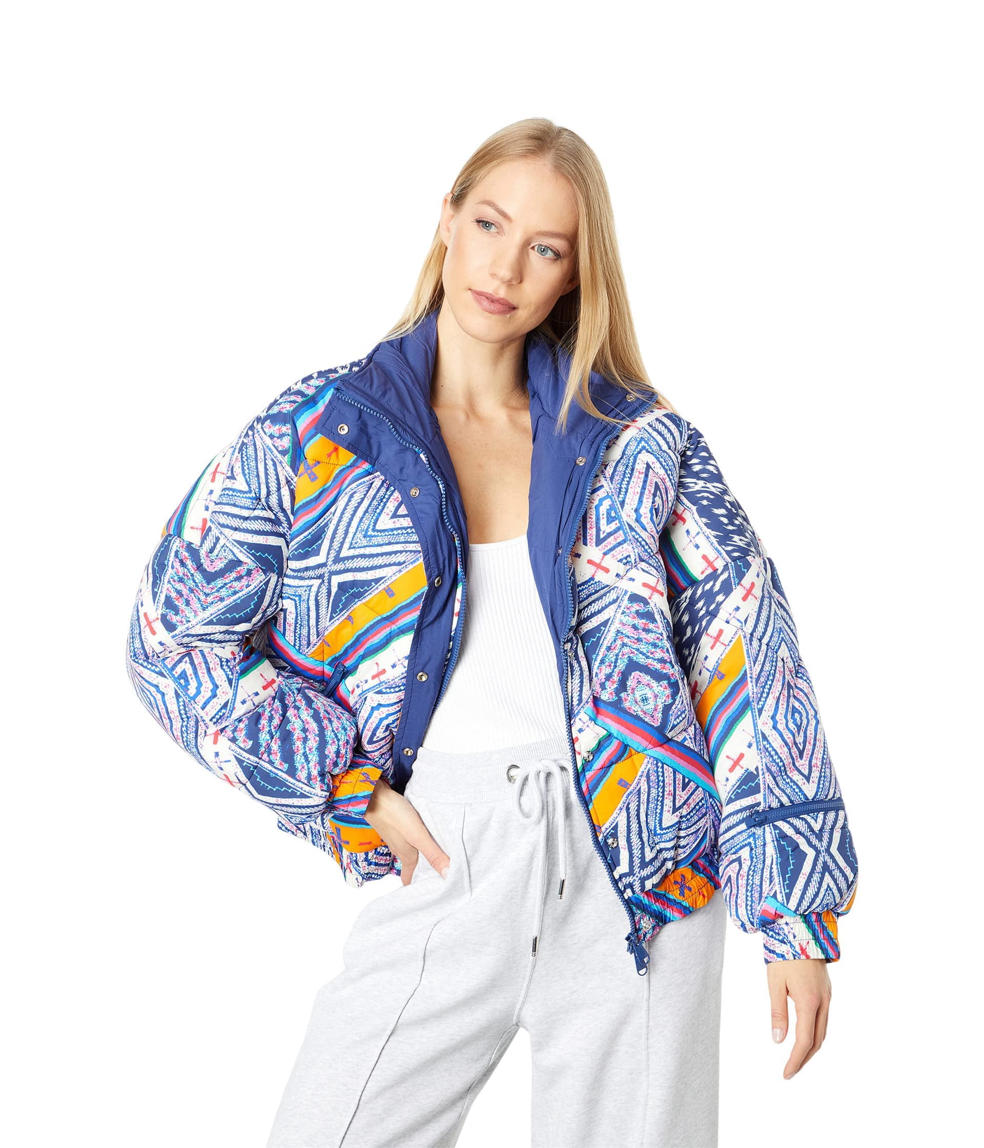 Free People Power House Puffer Navy Combo Print XS (Women's 0-2 ...