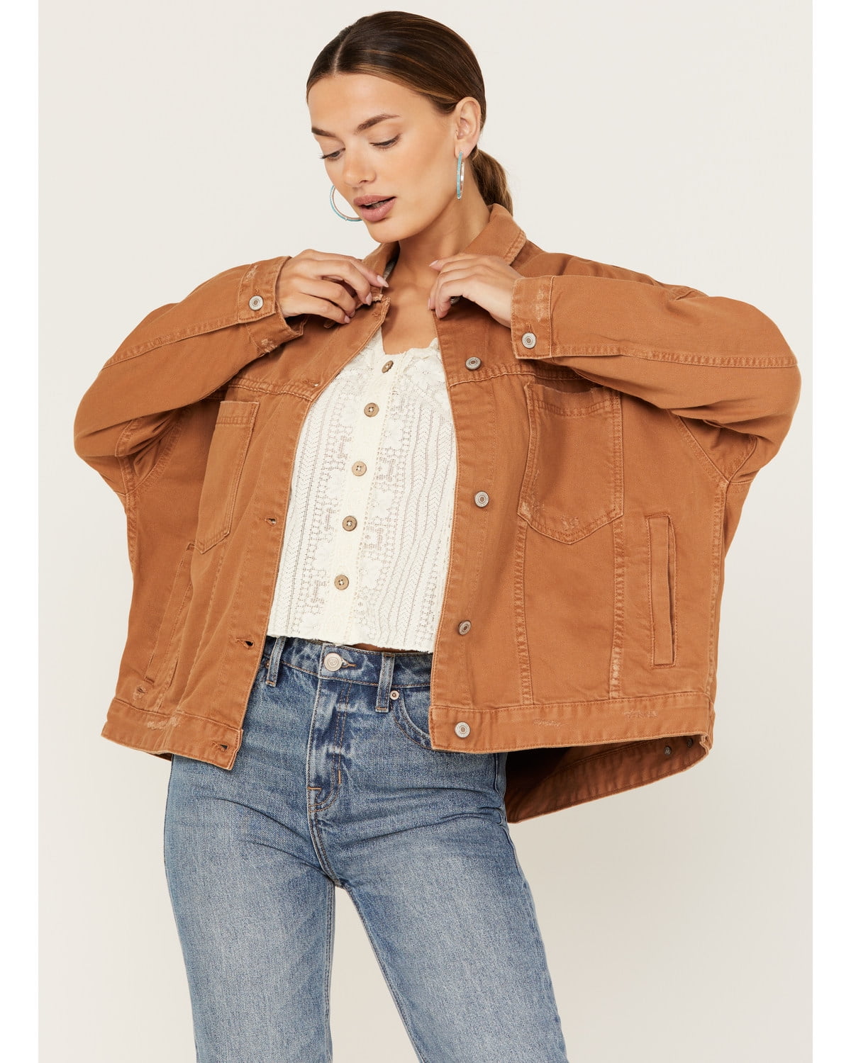 Free People Women's Opal Swing Denim Jacket Orange US - Walmart.com