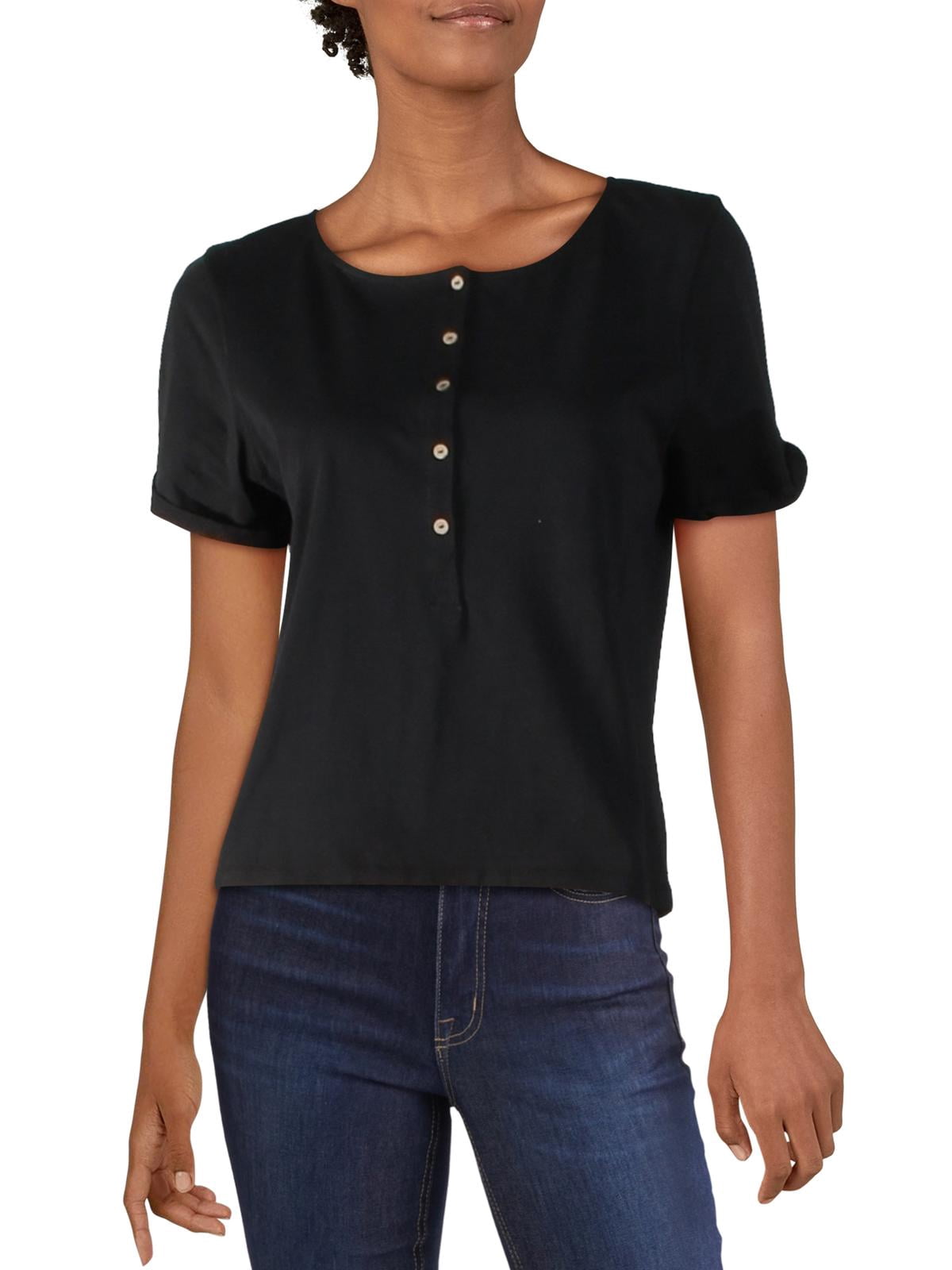 Free People Women's What's up Crop Boho Henley Top Black Size XS ...