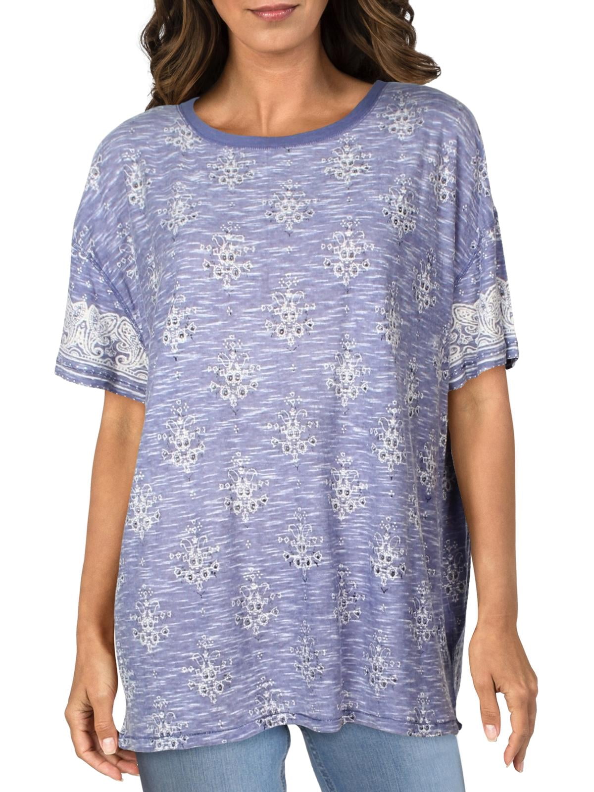 Free People Womens Maybelle Printed Sheer Top Navy M - Walmart.com