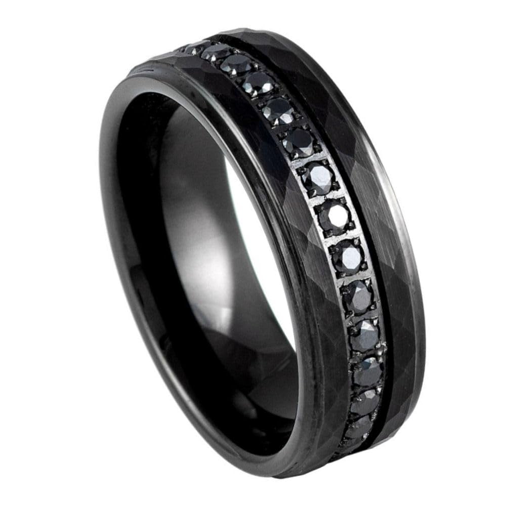 Free Personalized laser engraving Ring for Men and Women Black CZ ...