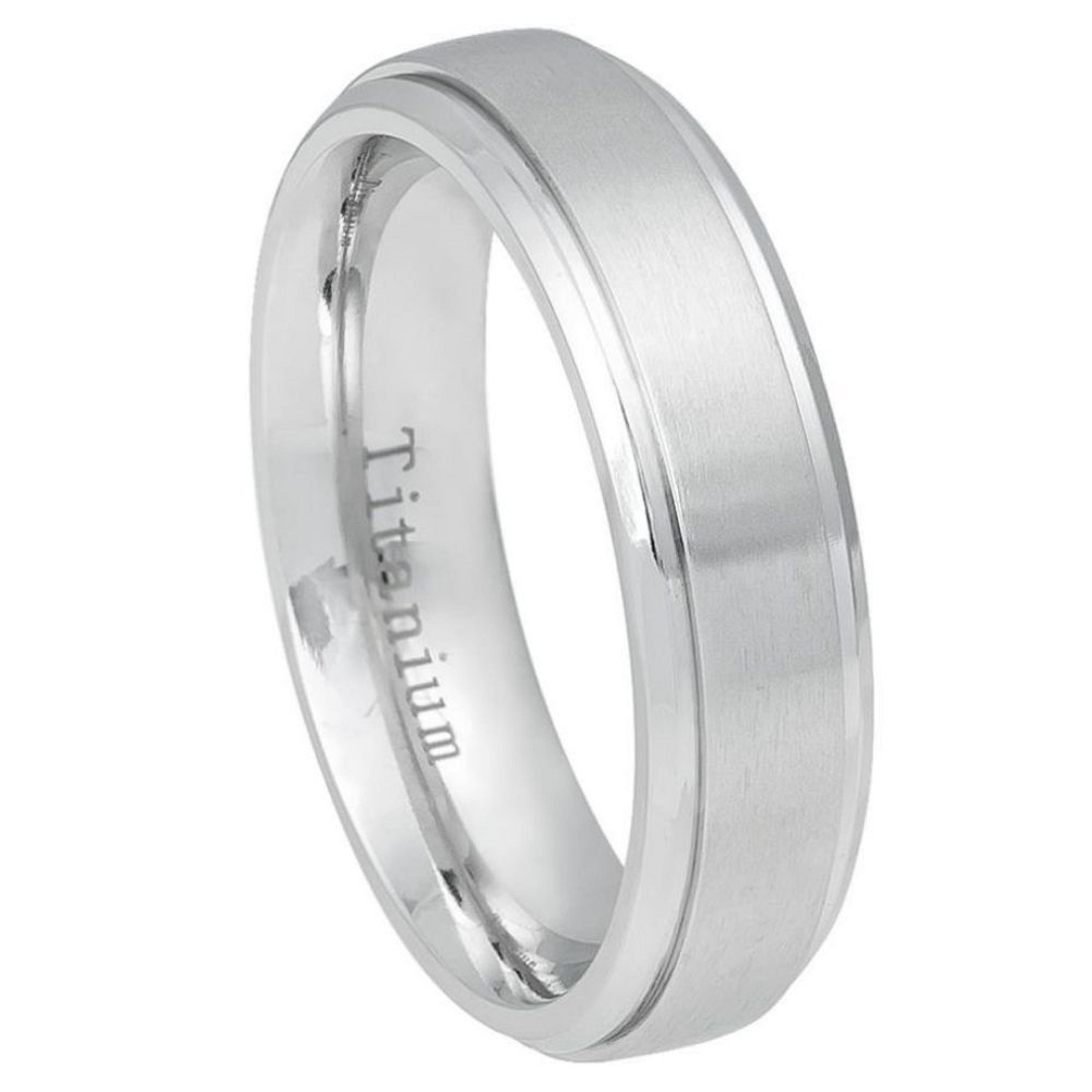 Free Personalized laser engraving Titanium Band Rings 6mm White IP ...