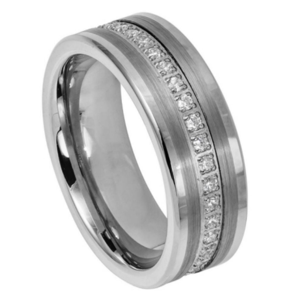 Free Personalized laser engraving tungsten Band 8mm Pipe-cut Brushed ...