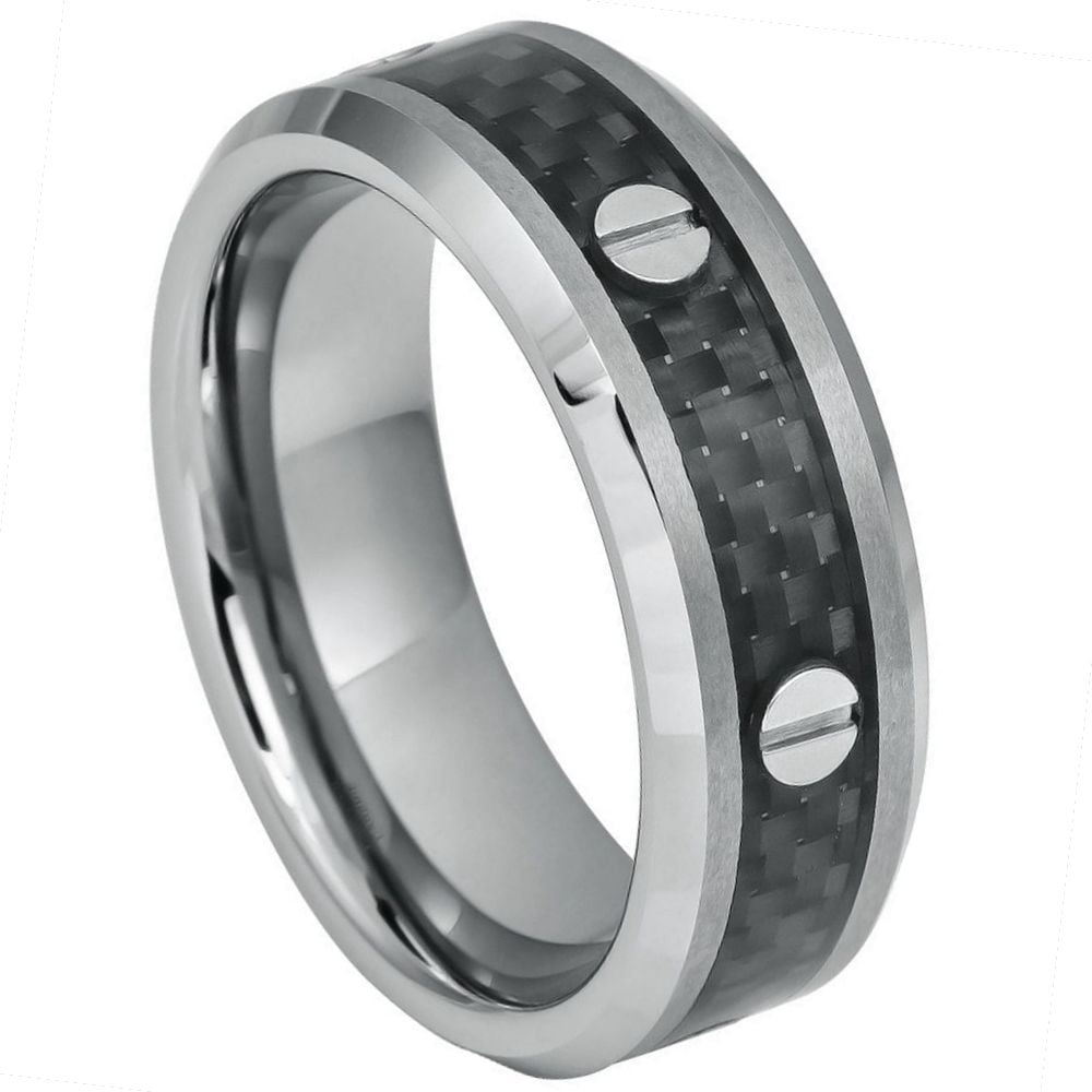 Free Personalized laser engraving tungsten Band 8mm Screw Accents over ...