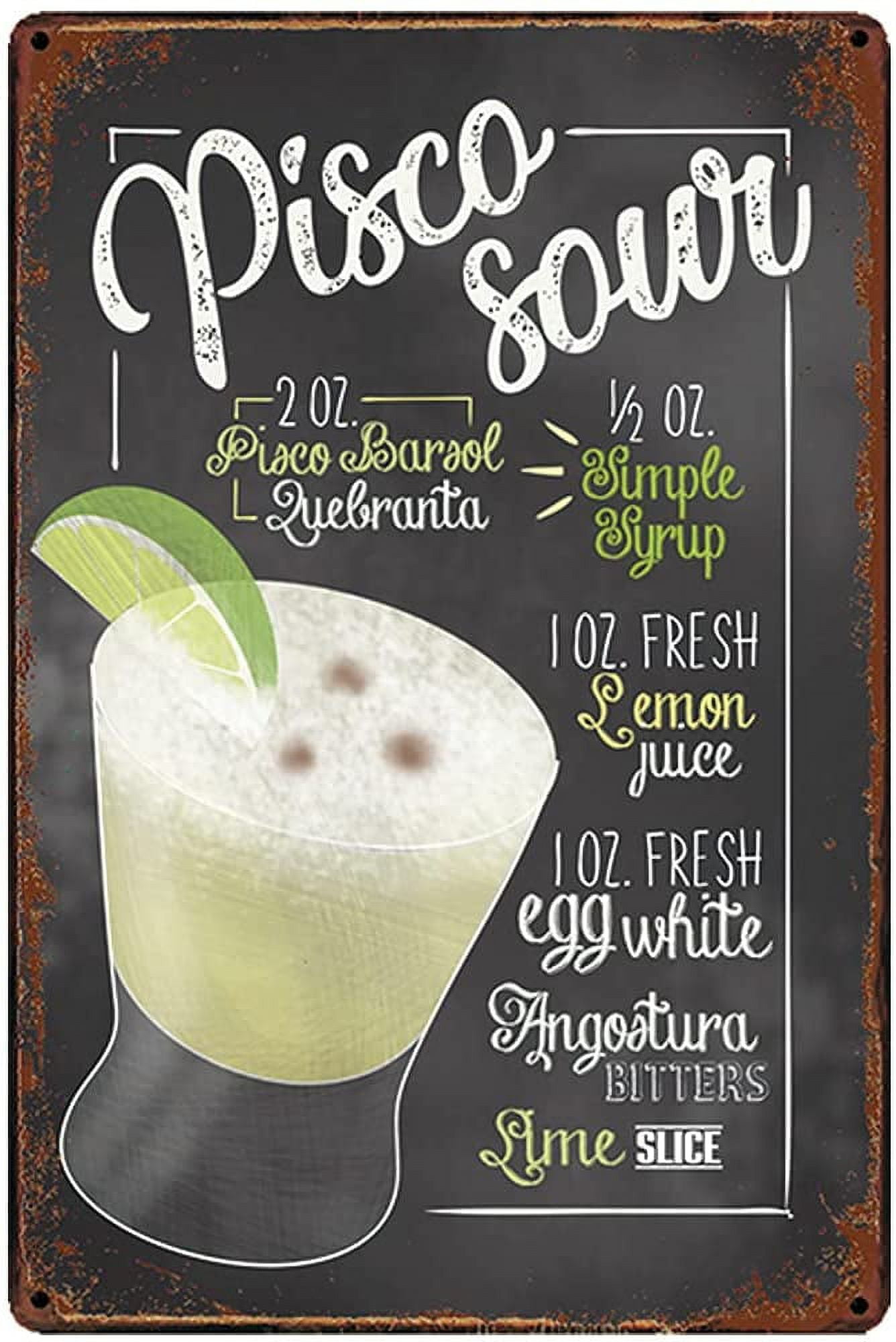 Free Pintree Retro Design Pisco Sour Cocktail Recipe Aluminum Metal ...