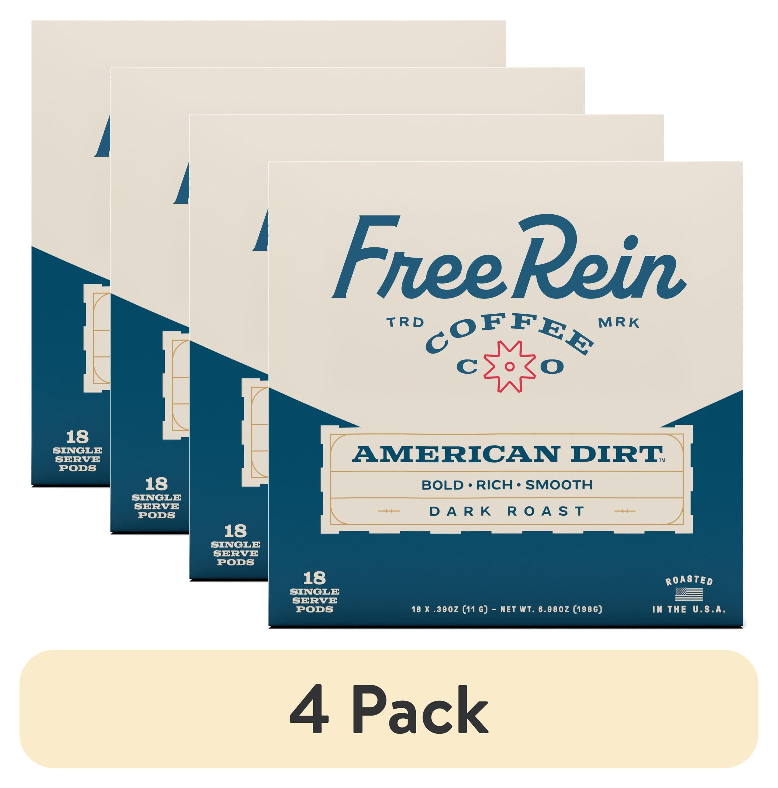 (4 pack) Free Rein Coffee Company, American Dirt Dark Roast Coffee K ...