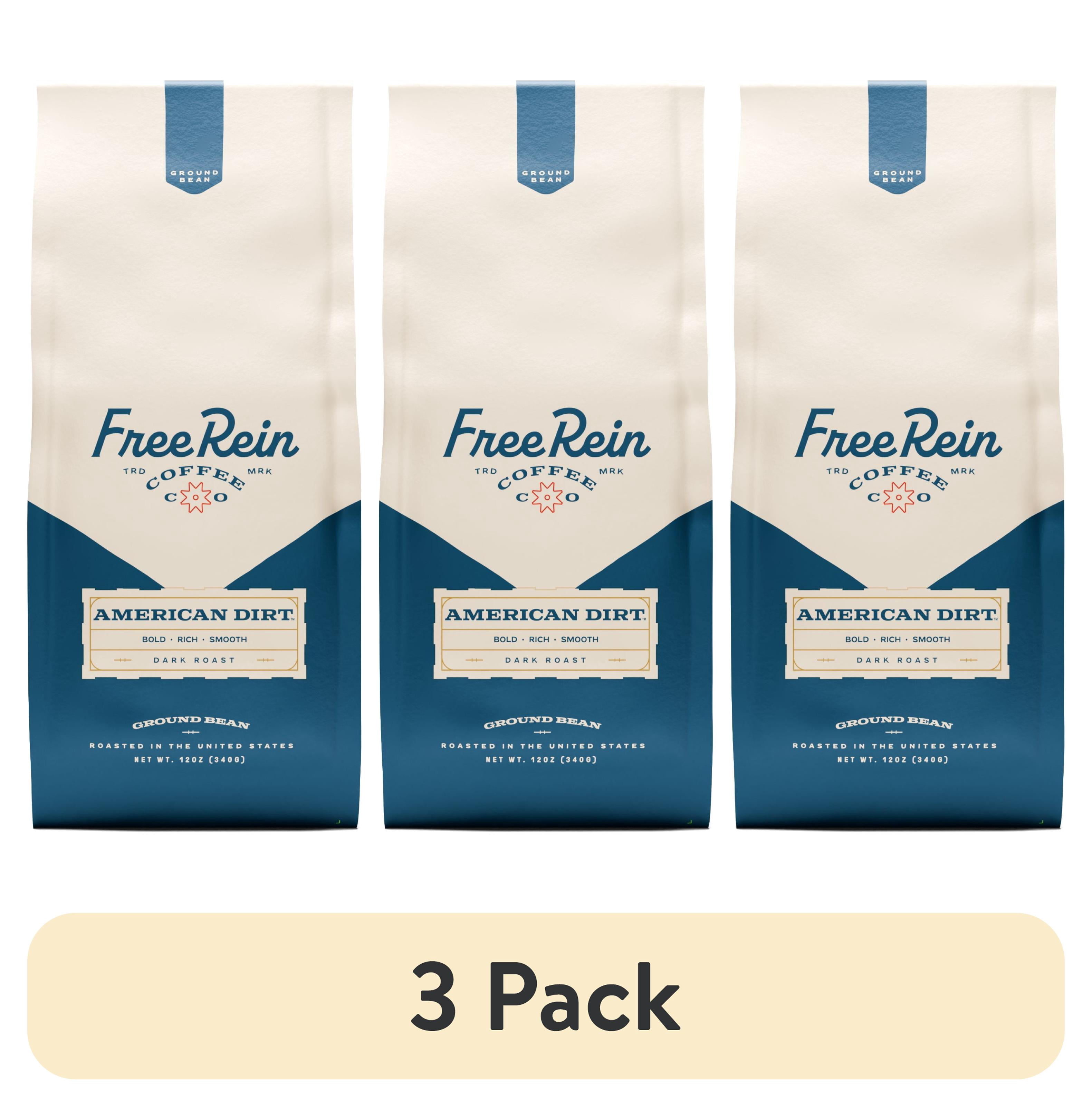 (3 pack) Free Rein Coffee Company, American Dirt Dark Roast Ground ...