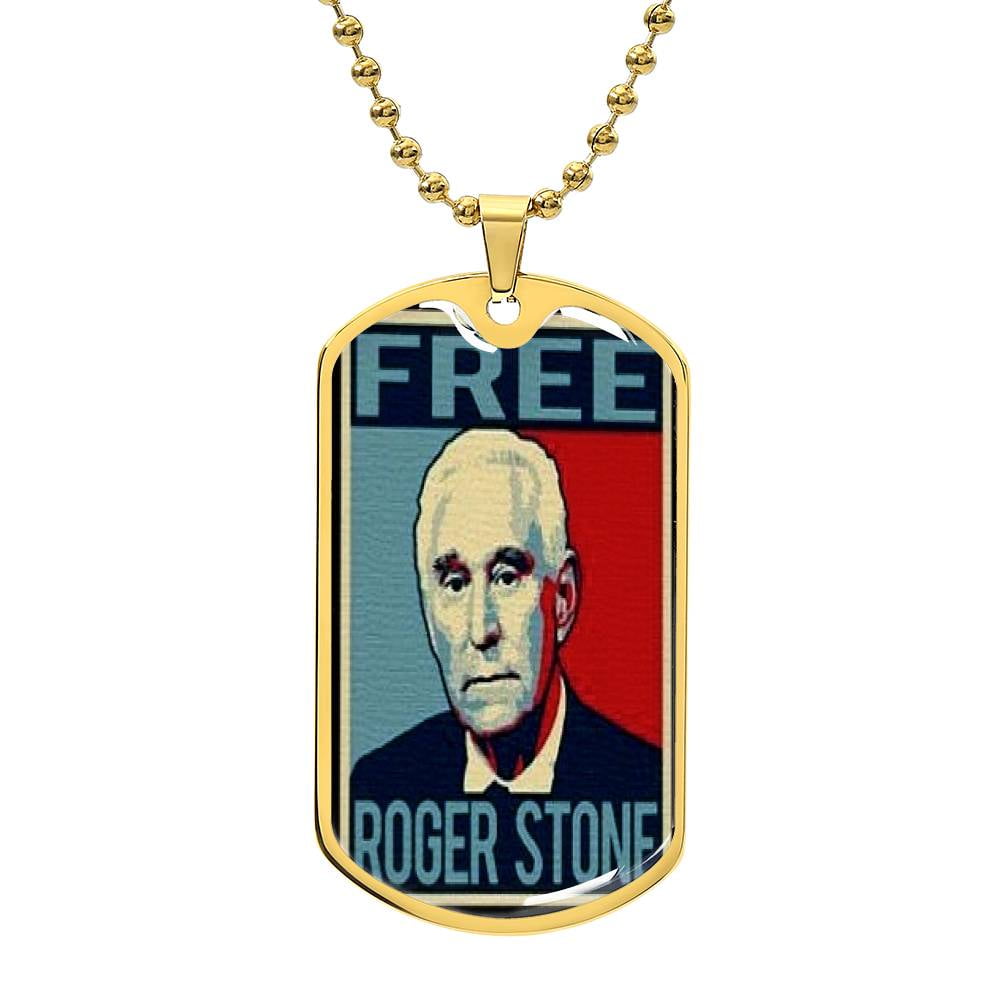 Free Roger Stone - Graphic Military Dog Tag Necklace (Optional ...