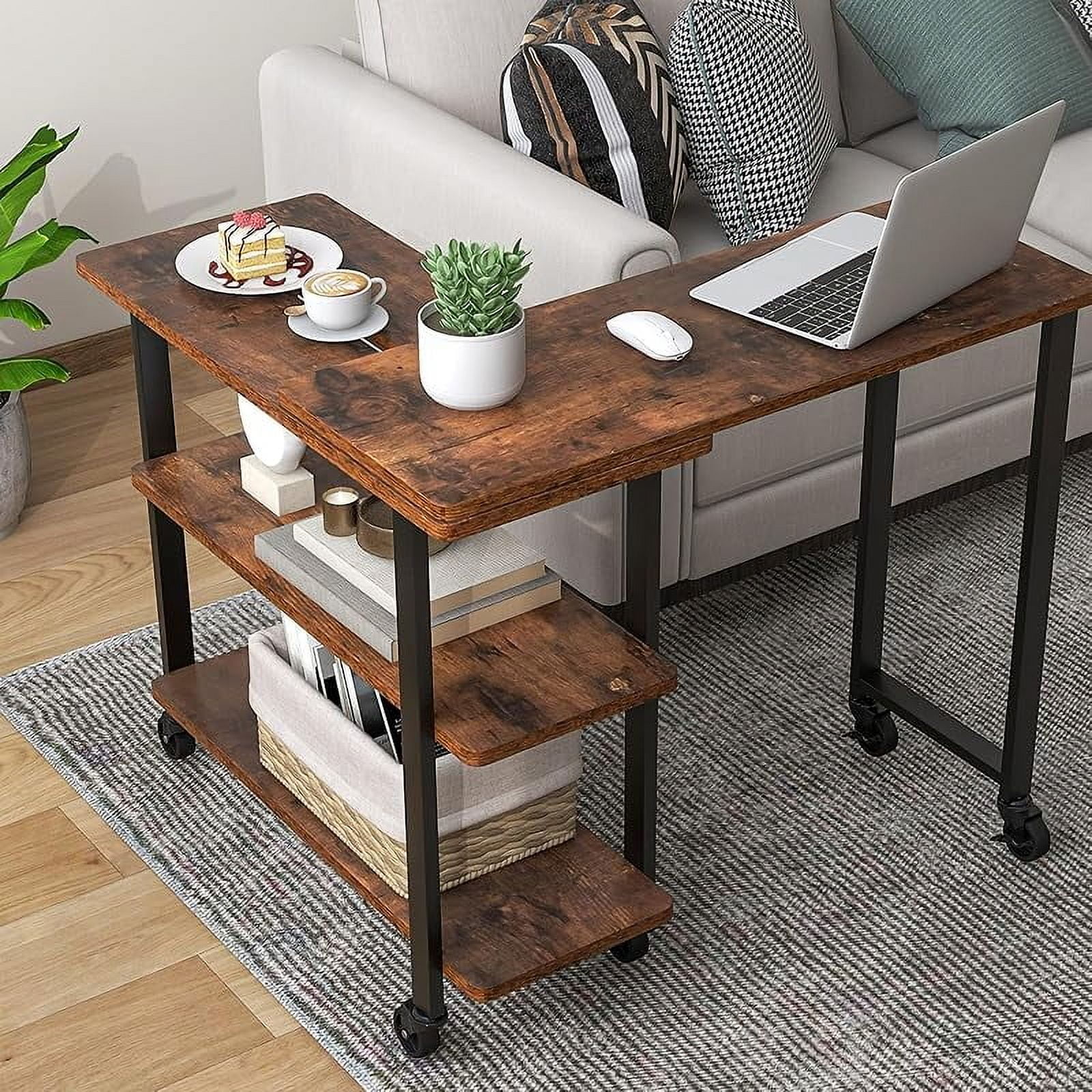 Free Rotating Sofa Side Table, Patented Mobile End Table with 2-Tier ...