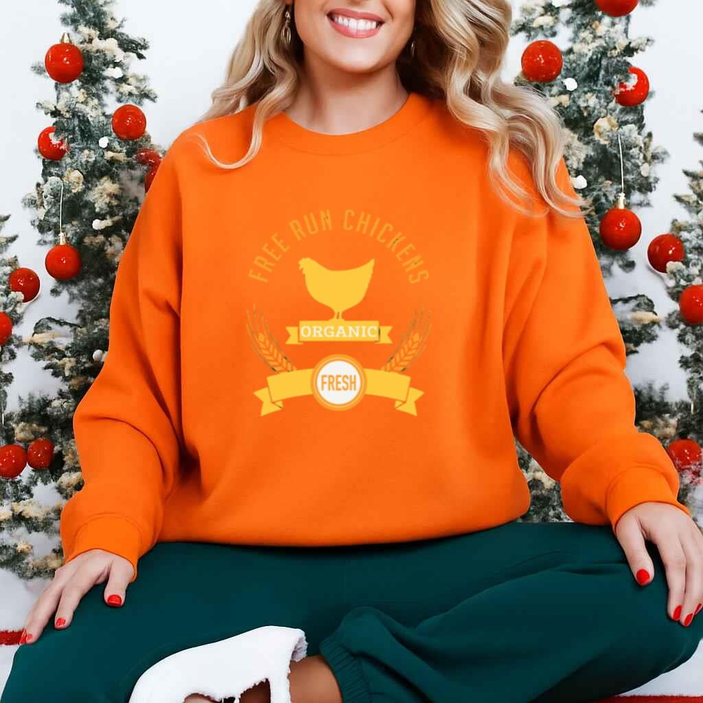 Free Run Chickens Farm Animal Poultry Nature Fun Graphic Sweatshirt ...