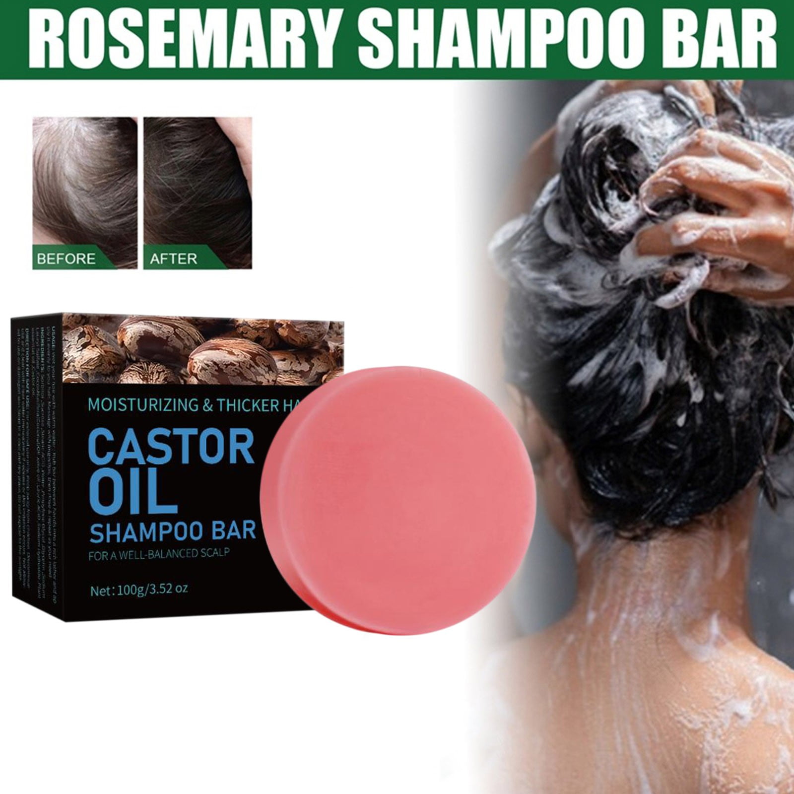Free Shipping! Castor Oil Shampoo Stick Natural Shampoo For Dandruff ...