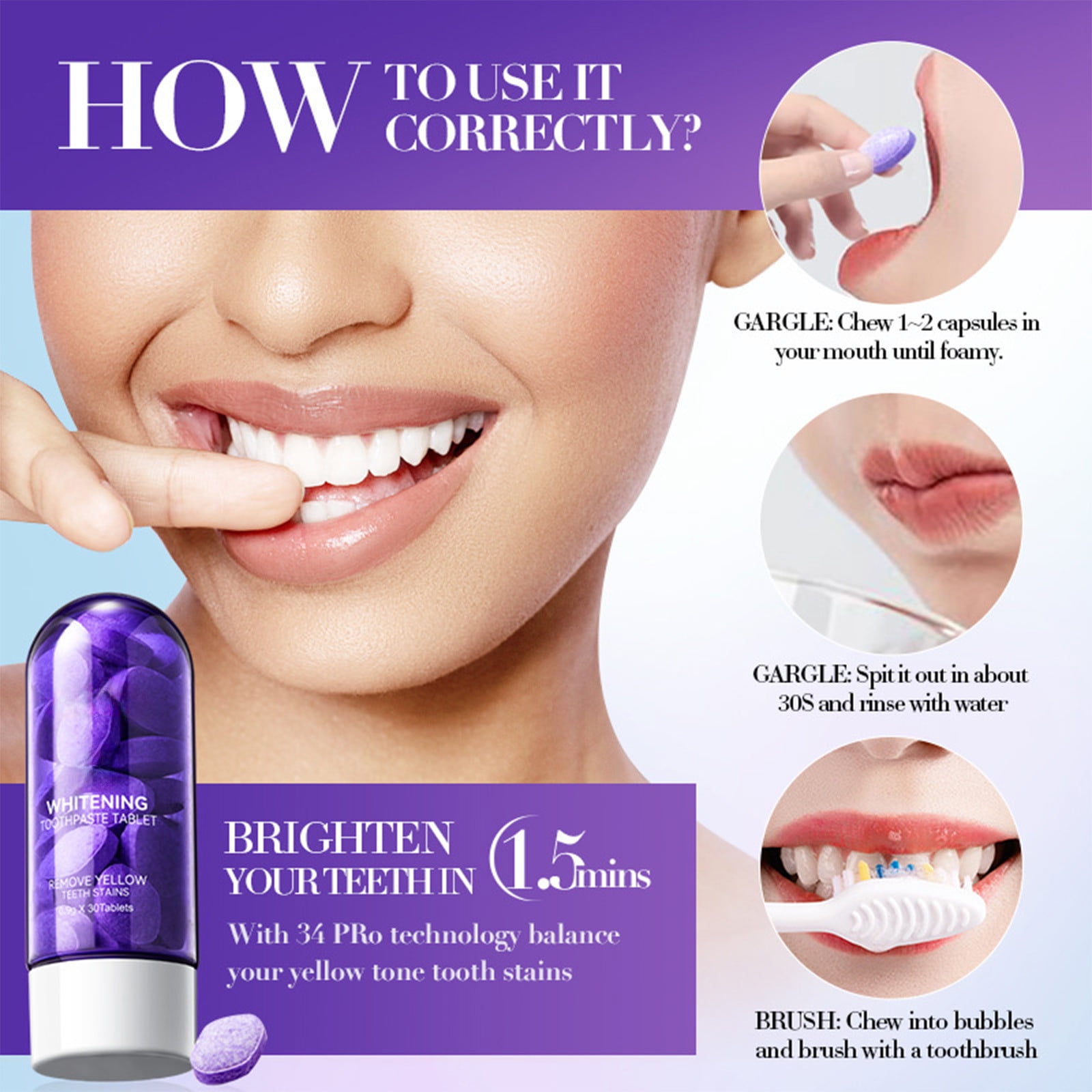 Free Shipping! Clean Teeth Tablets, Solid Toothpaste Tablets, Teeth Whitening and Fresh Breath ...