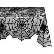 5 Pack Black Halloween Tablecloth Decorations, Lace Round Spider Web Table Cover Fireplace ...