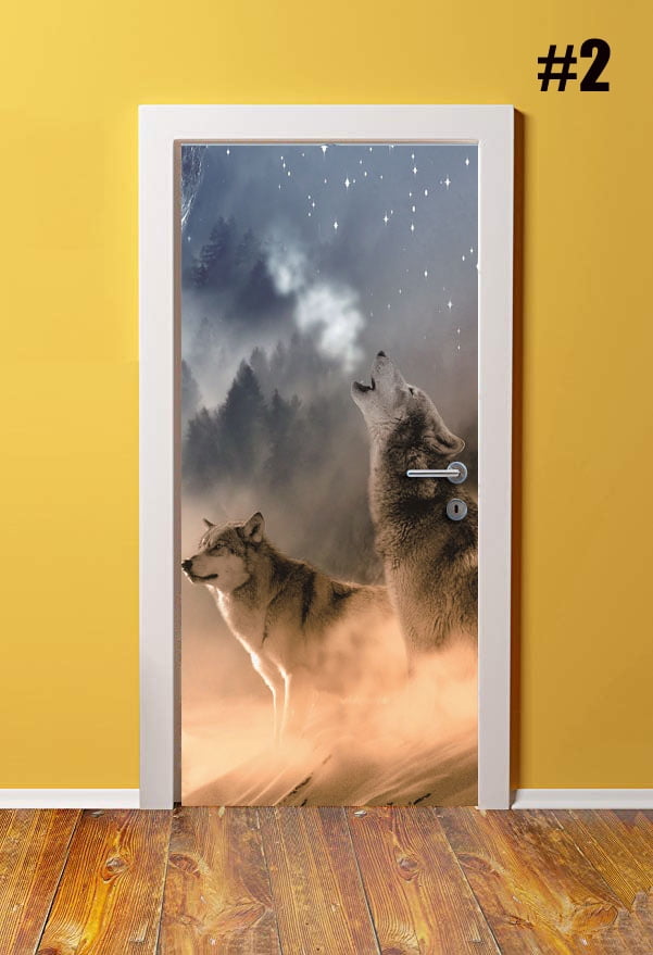 Free Shipping Creative Door Mural Animals Door Wrap For Kid's Peel and ...