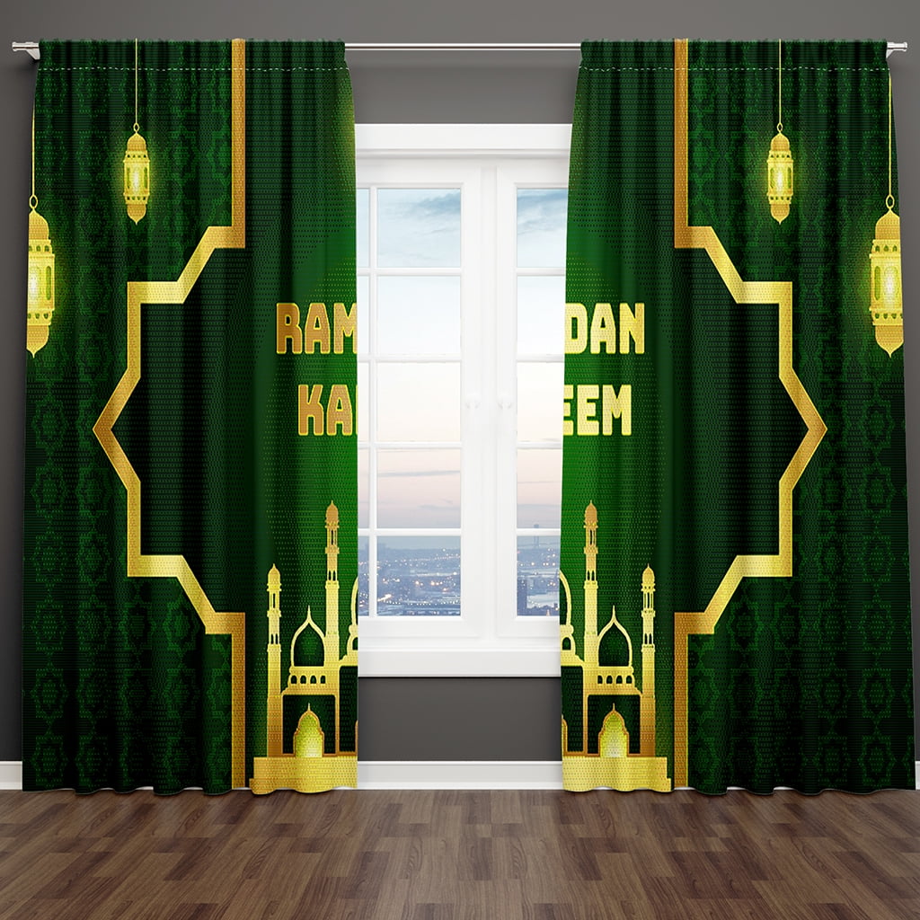 Free Shipping LuxuryRed Gold Islam Ramadan Kareem Window Curtains Binds ...
