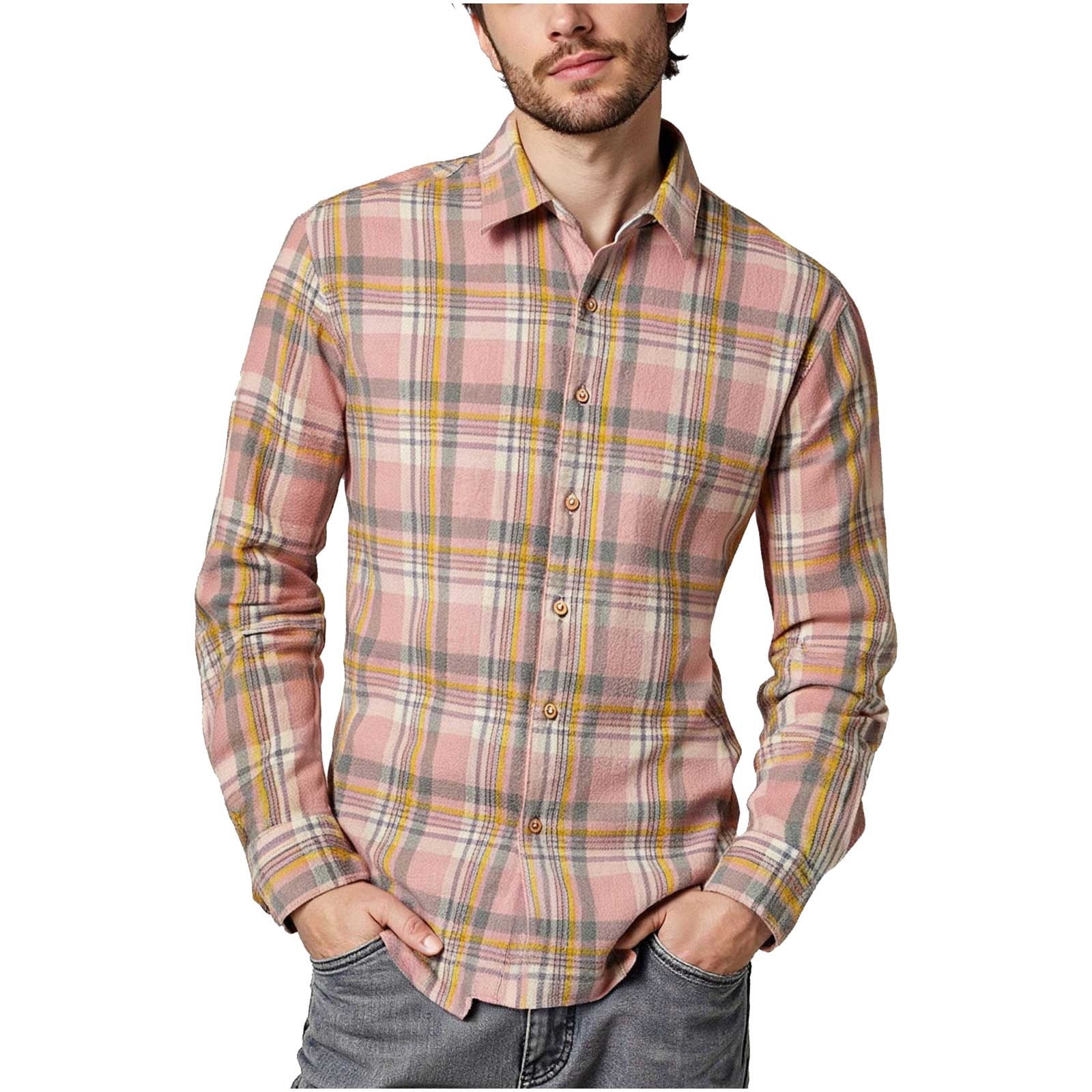 Free Shipping Men's Flannel Long Sleeve Shirts Button Down Plaid ...