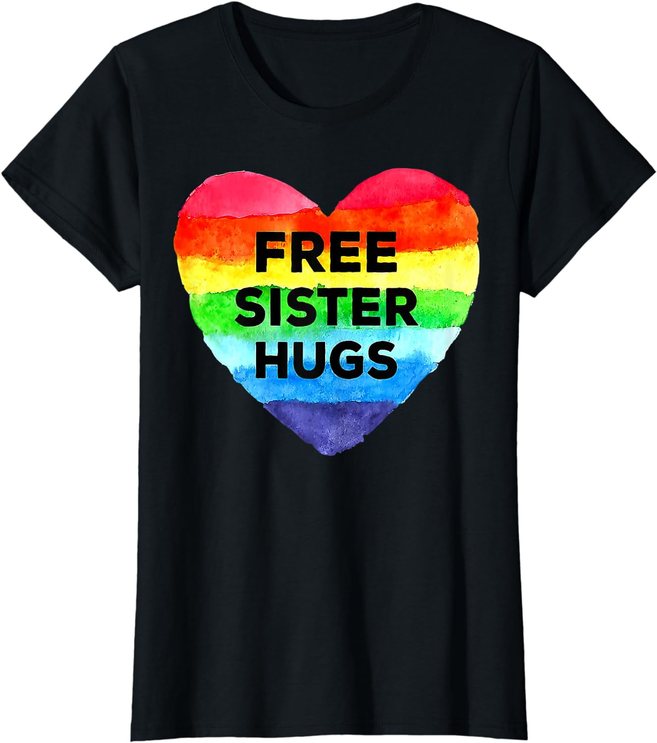 Free Sister Hugs Lgbt Flag Heart Rainbow Pride Sister Day T-Shirt ...