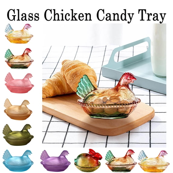 Glass Hen Candy Bowl With Lid, Large Size Crystal Candy Jar in Rural ...