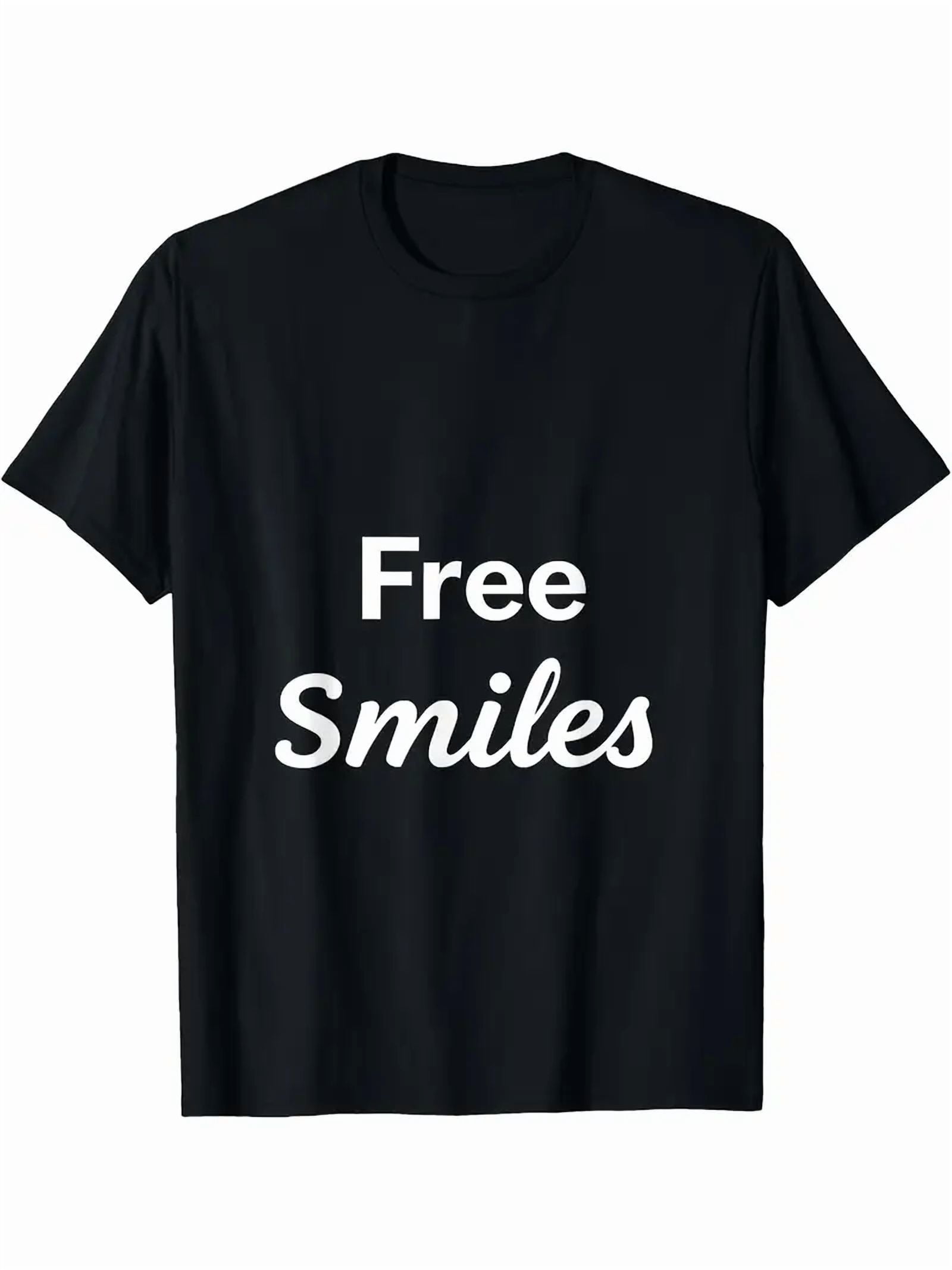 Free Smiles" Inspirational T-Shirt - Casual Black Cotton Tee - Walmart.com