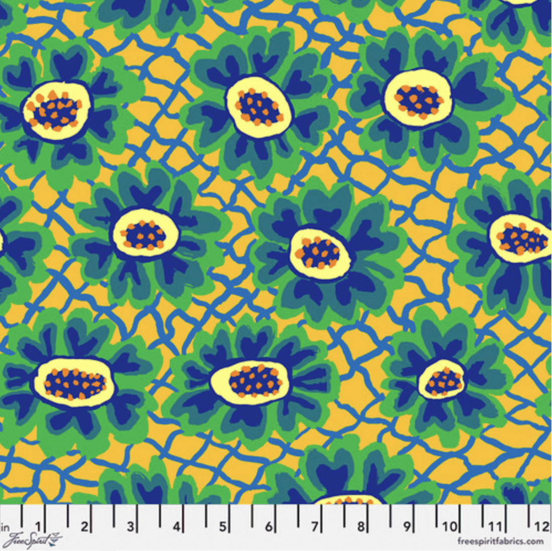 Free Spirit Brandon Mably Flower Net Citrus Cotton Fabric By The Yard ...