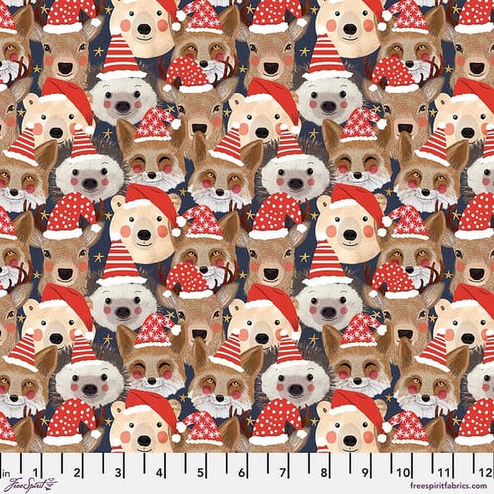 Free Spirit Mia Charro Christmas Squad Wild Santa Navy Cotton Fabric By Yard - Walmart.com
